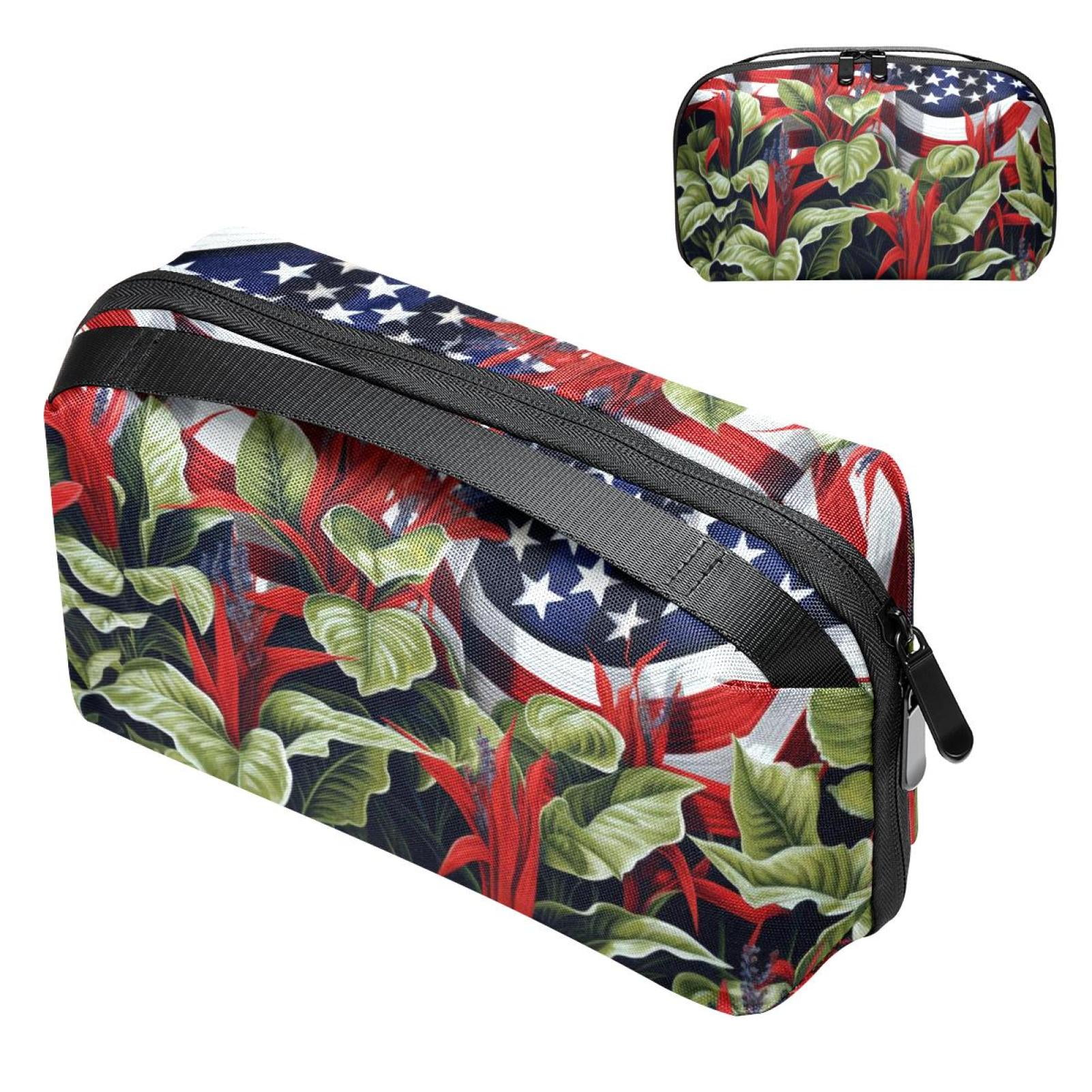 American Flag Waterproof Oxford Fabric Storage Case with Charger Pouch ...