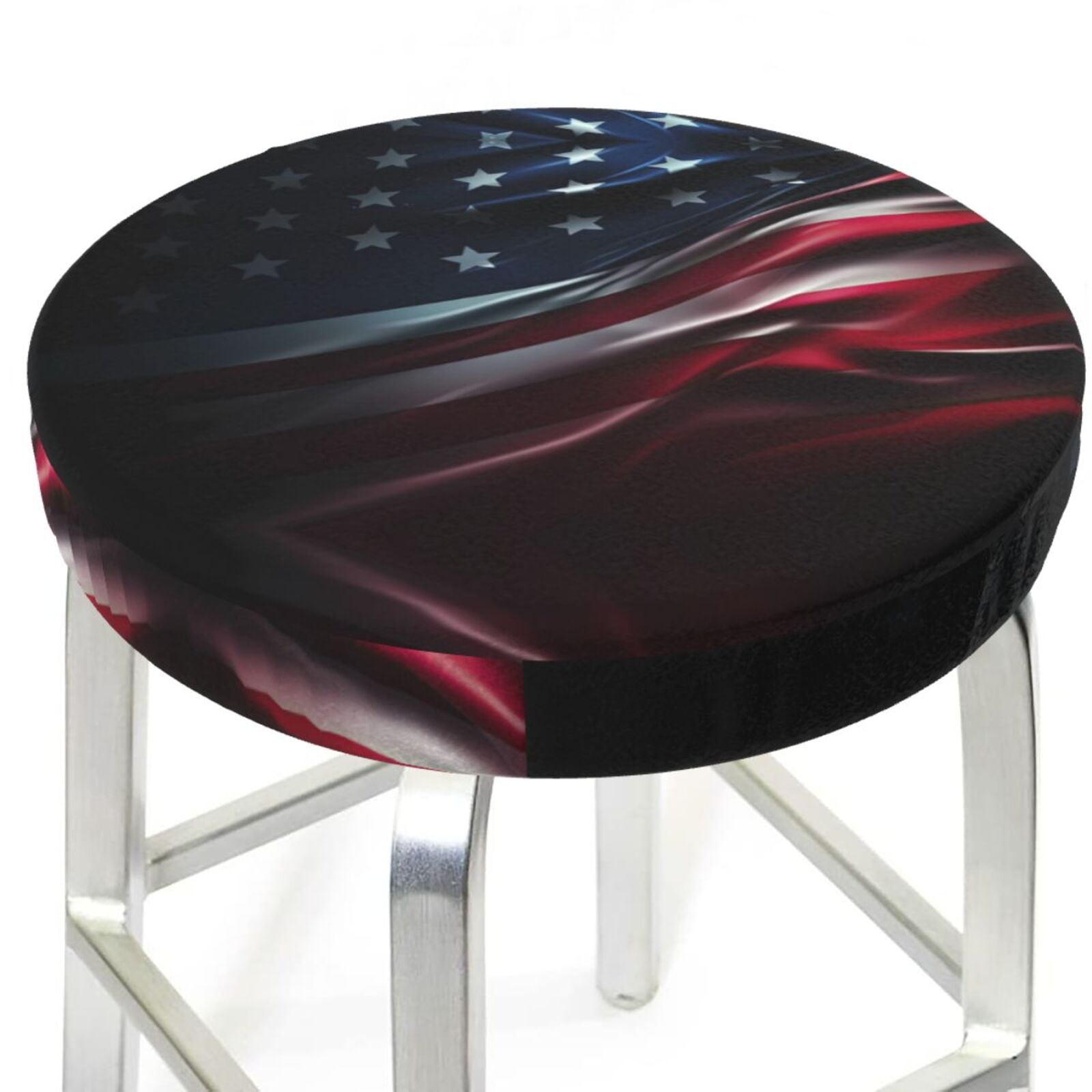 American Flag Waving Print Round Bar Stool Covers, Soft Velvet Bar ...
