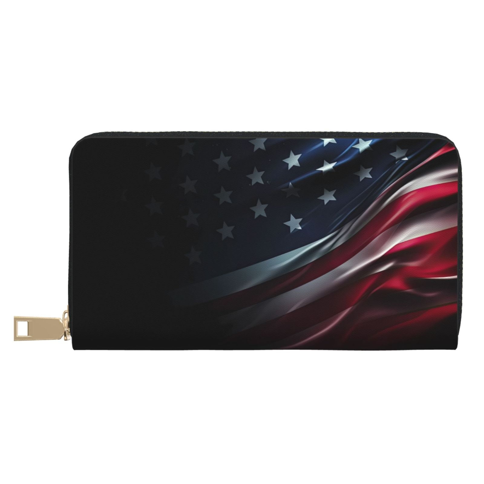 American Flag Waving Print Wallet Women, Leather Bifold Multi Card ...