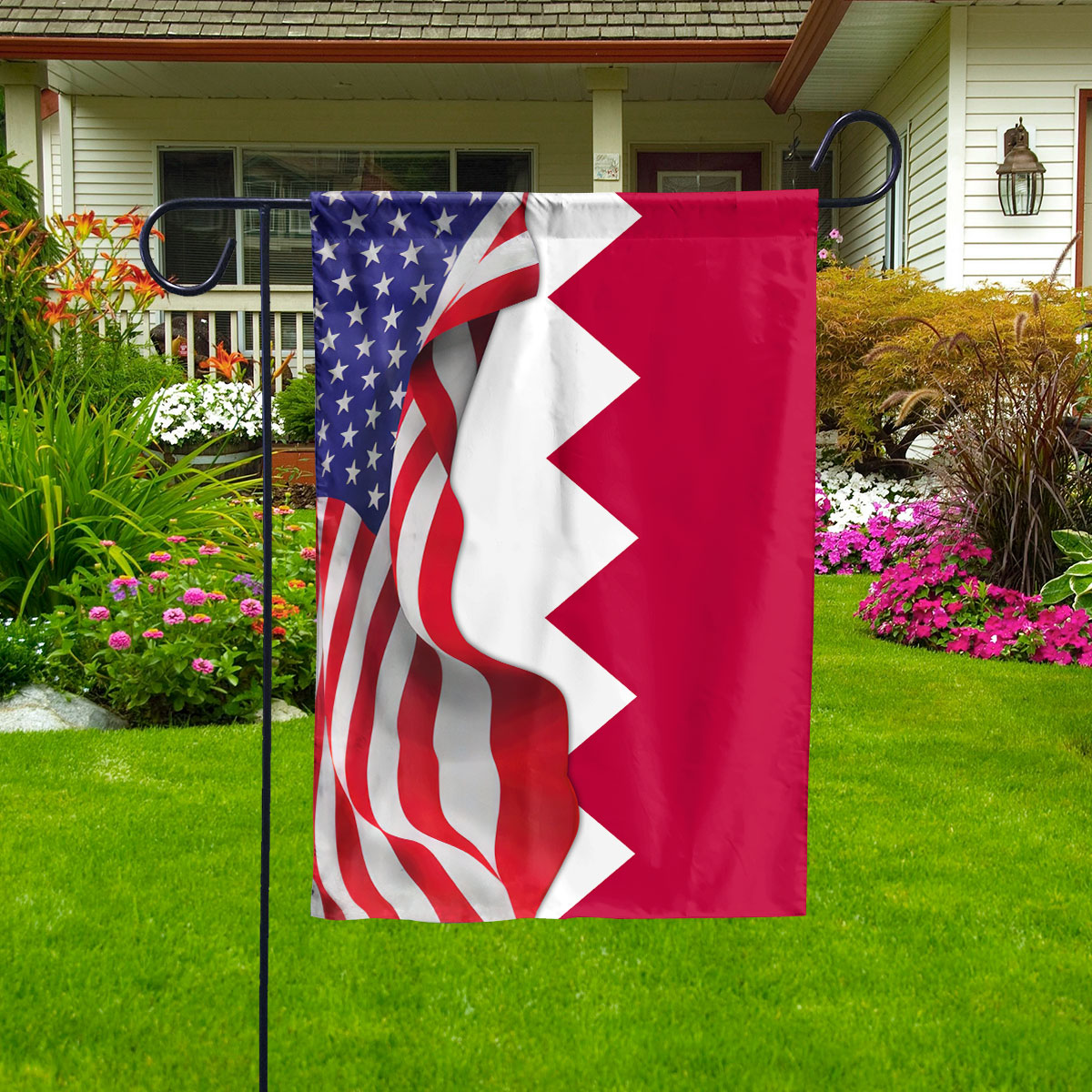 American Flag Waving Show Bahrain Flag Bahrain American Friendship ...
