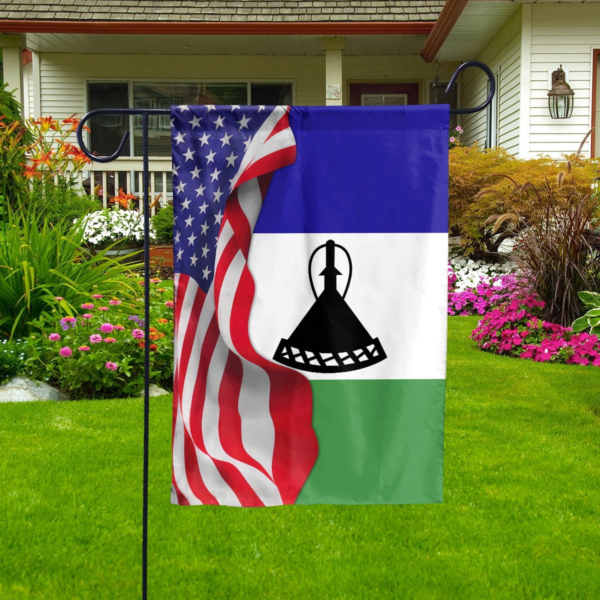 American Flag Waving Show Basotho Lesotho Flag Basotho Lesotho American ...