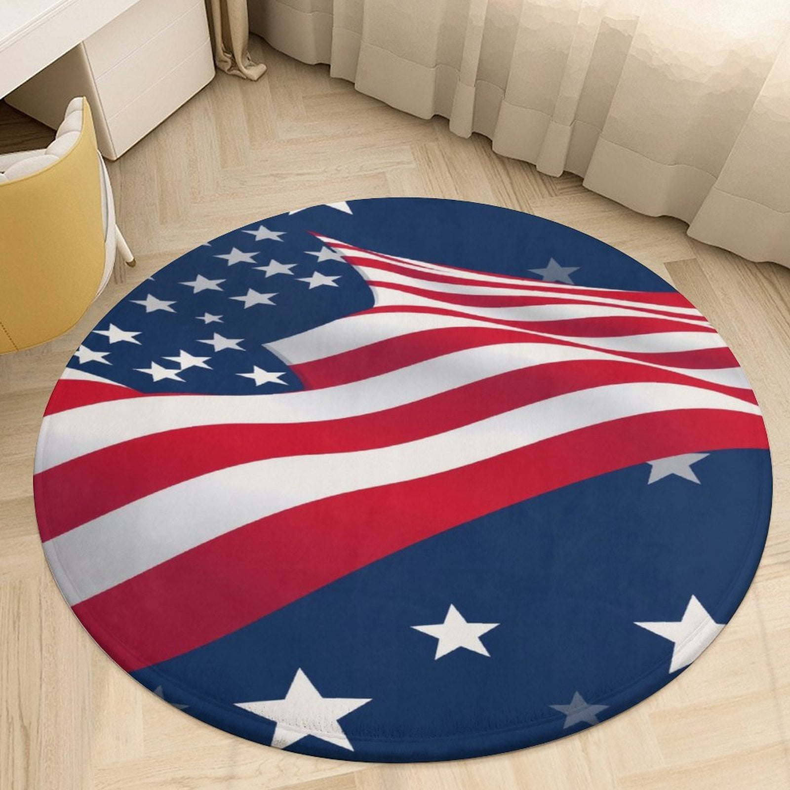 American Flag Waving Stars Round Carpet Circle Rug Outdoor Patio Area ...