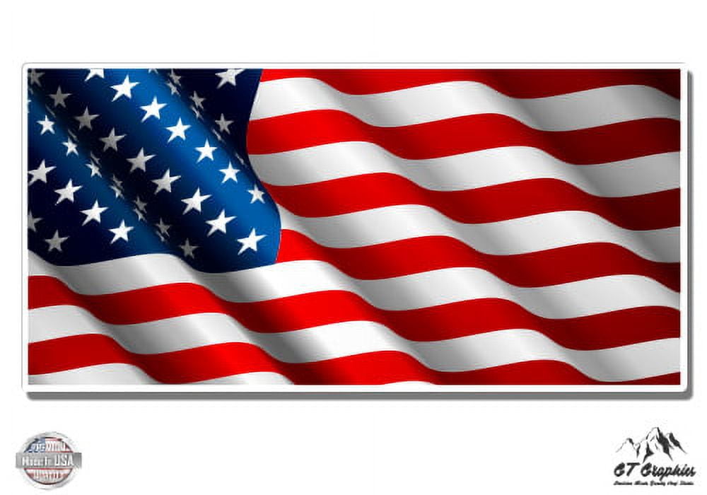American Flag Waving USA - 5" Vinyl Sticker - For Car Laptop I-Pad ...