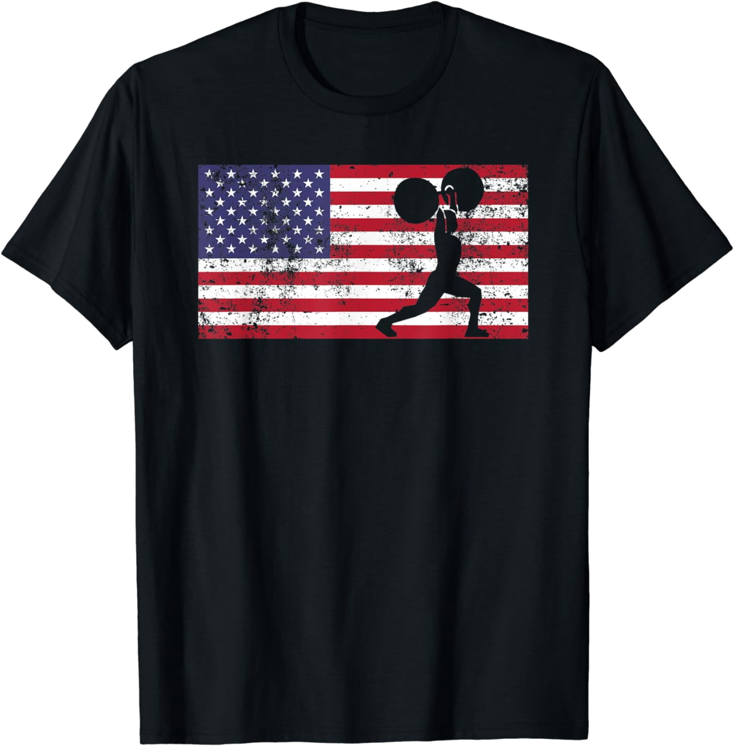 American Flag Weightlifting Training T Shirt 4th of July USA T-Shirt ...