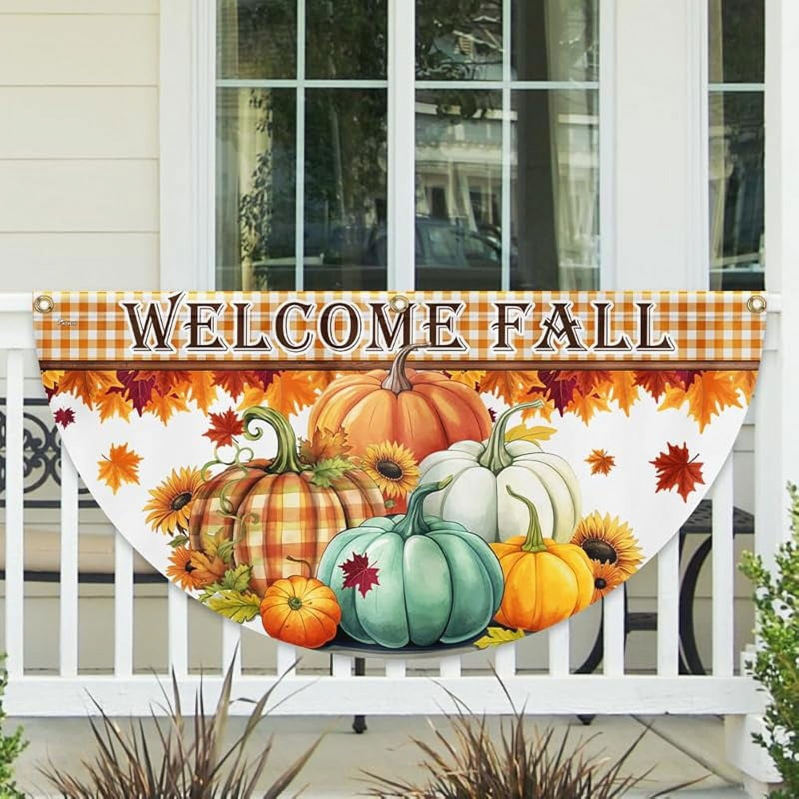 American Flag Welcome Fall Pumpkins Non-Pleated Fan Flag , 3x6 ft, 1 ...