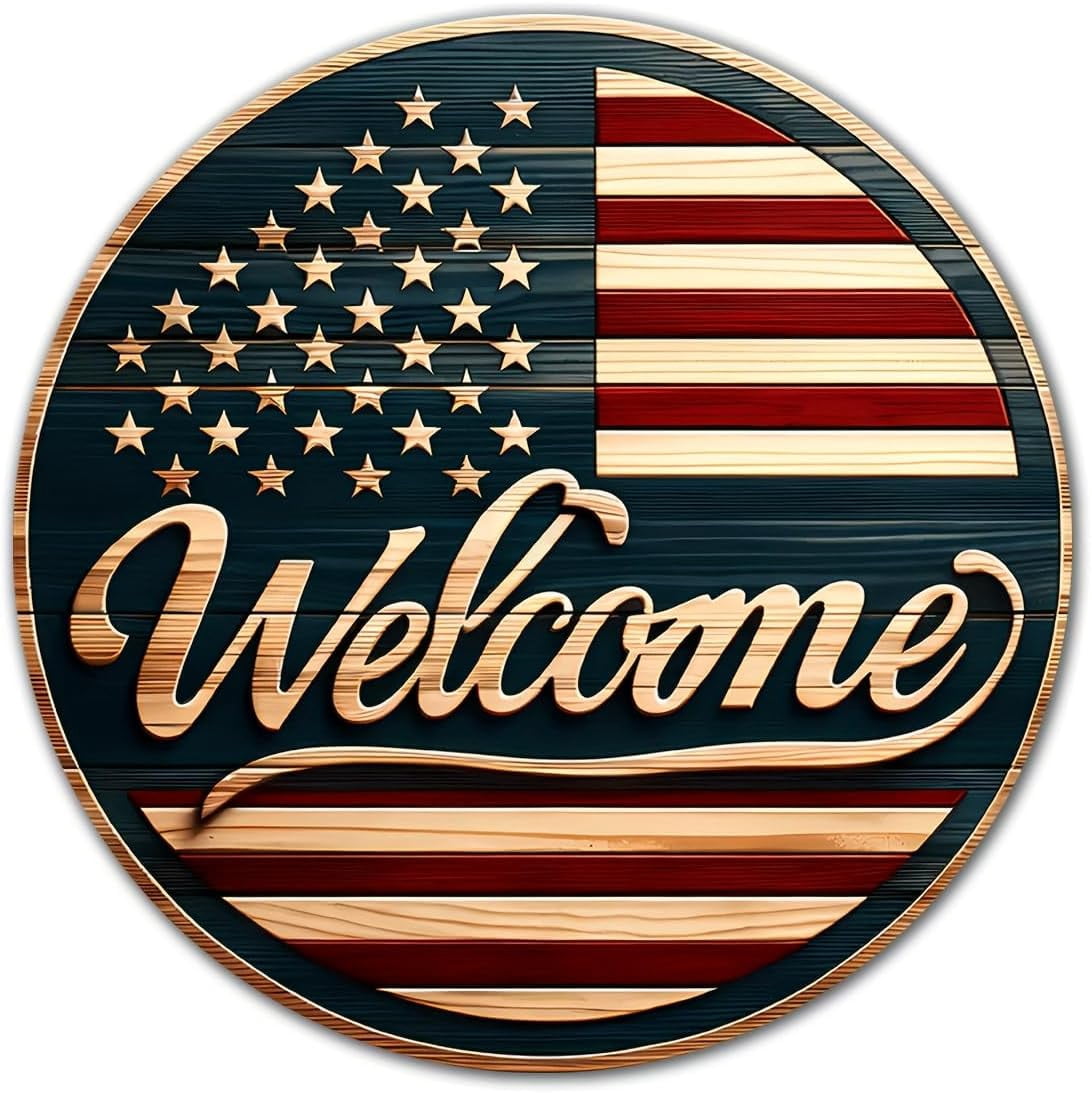 American Flag Welcome Metal Tin Poster Are Wall Decor New 8"x8 ...