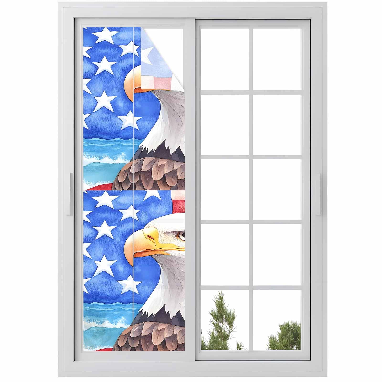 American Flag Window Privacy Film, Country Eagle Independence Day Blue ...