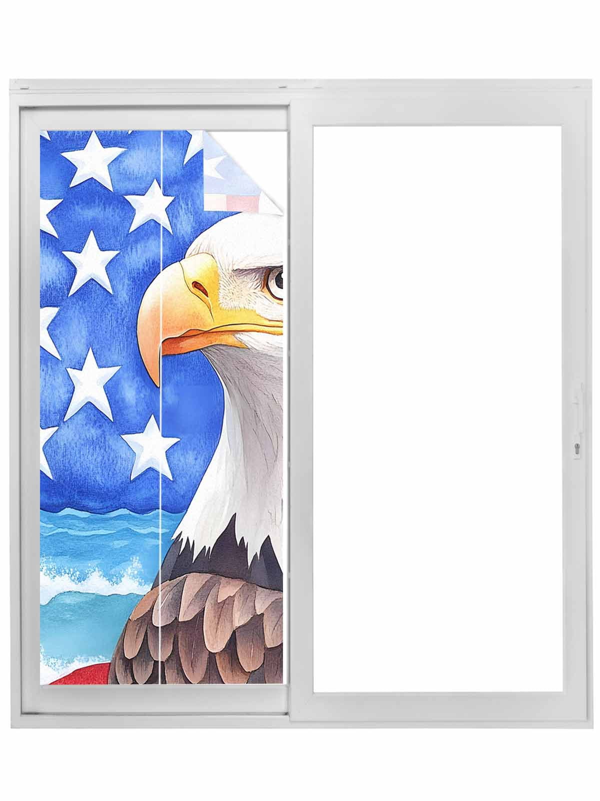 American Flag Window Privacy Film, Country Eagle Independence Day Blue ...