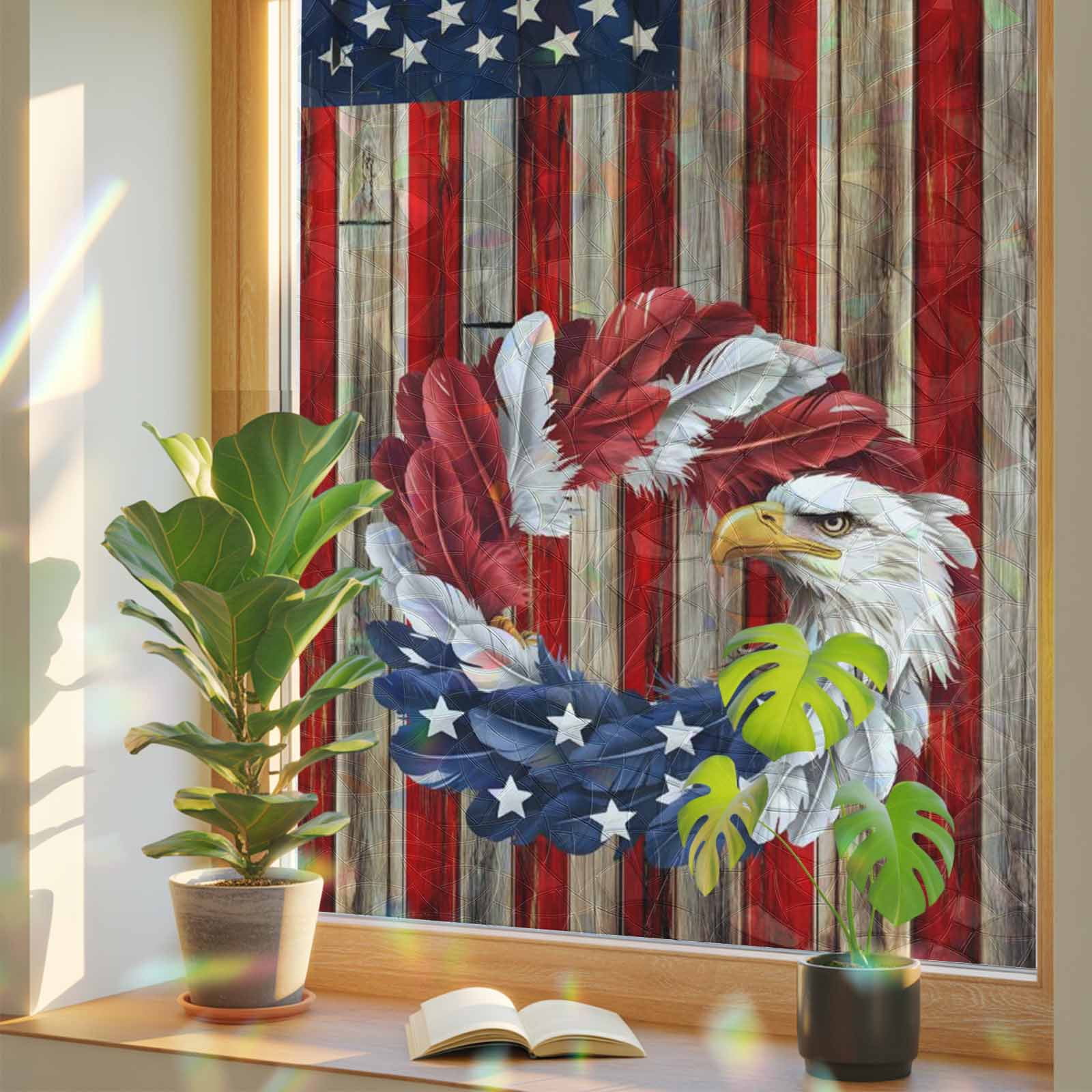 American Flag Window Privacy Film Rainbow Static Cling Stain Glass ...