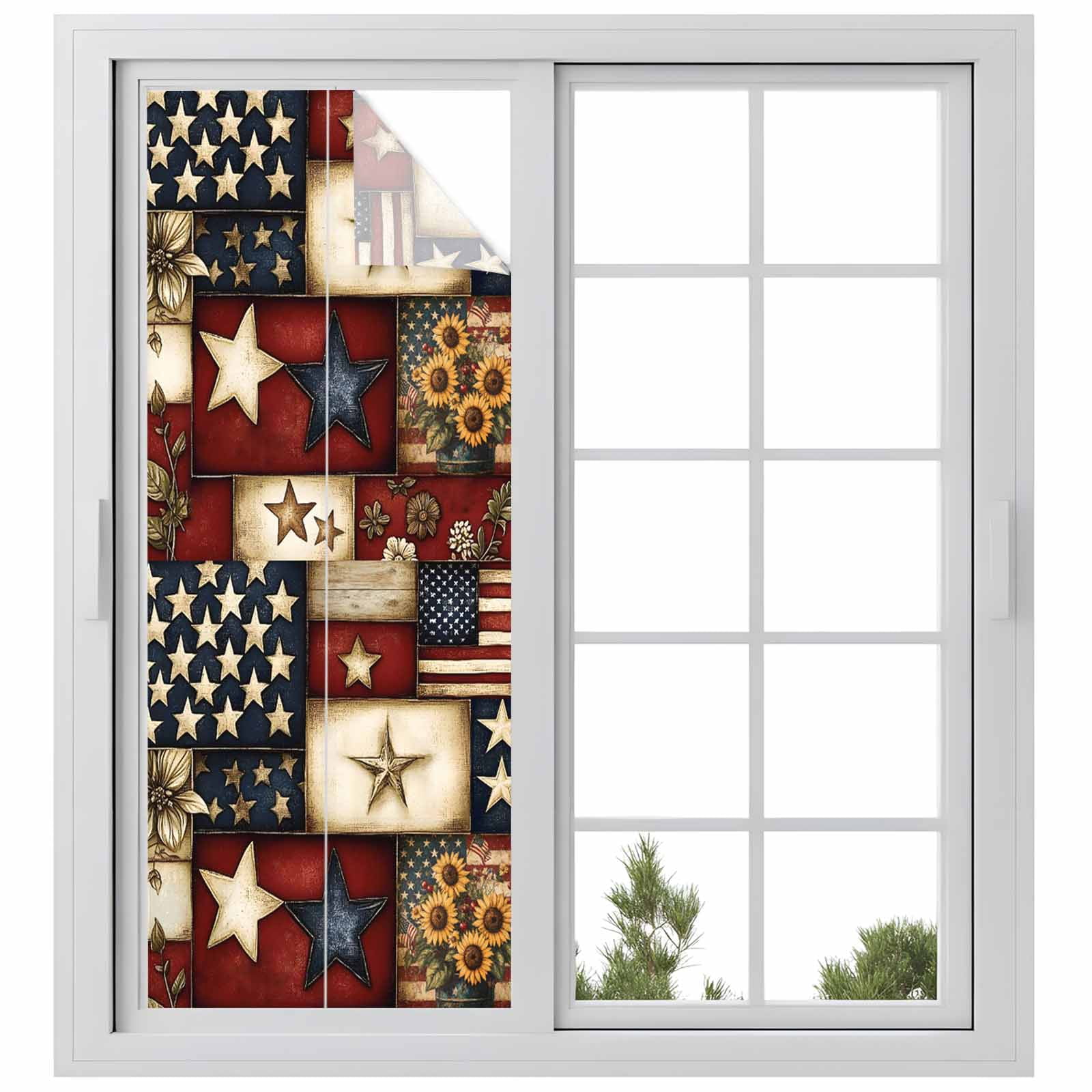 American Flag Window Privacy Film, Texas Star Farmhouse Sunflowers Blue ...