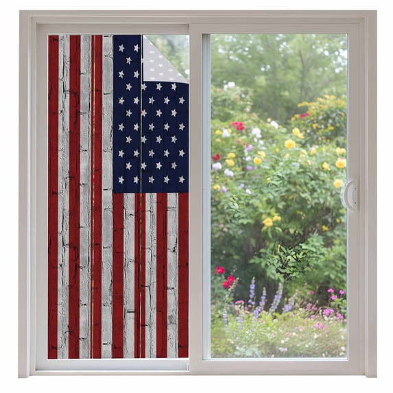 American Flag Window Privacy Film, Vintage Brick Wall Star Striped Red ...