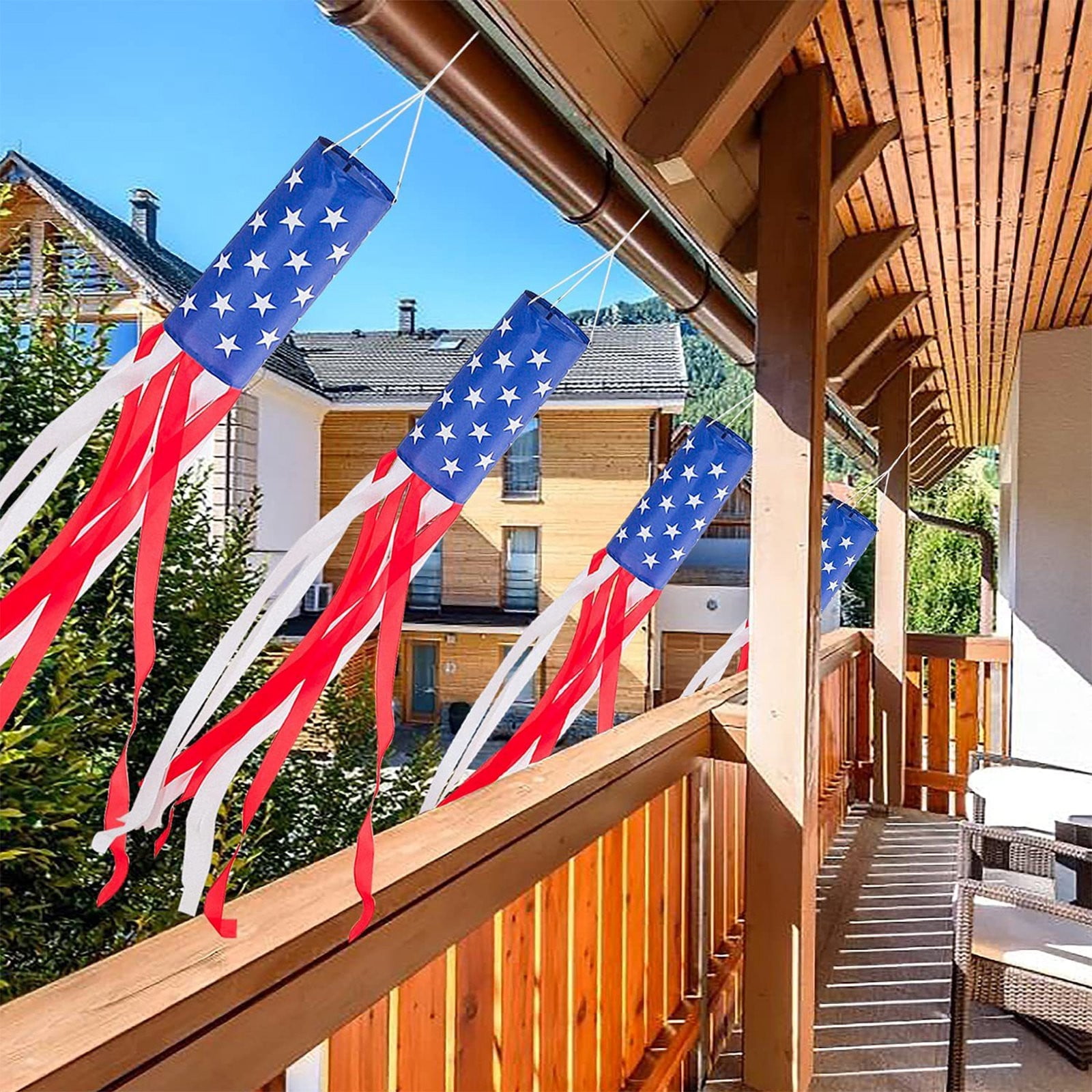 American Flag Windsock, 4th of July Patriotic Decorations, Embroidered ...