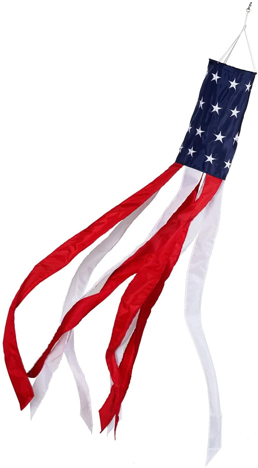 American Flag Windsock, US Flag Embroidered Stars Windsock for The 4th ...