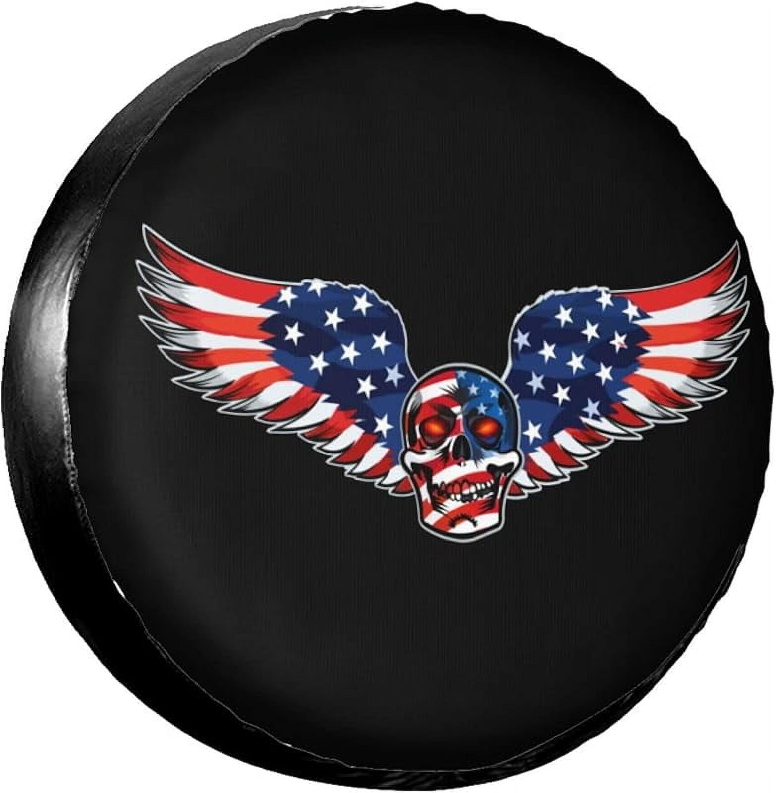 American Flag Winged Skull Patriotic Spare Tire Cover,Universal Wheel ...