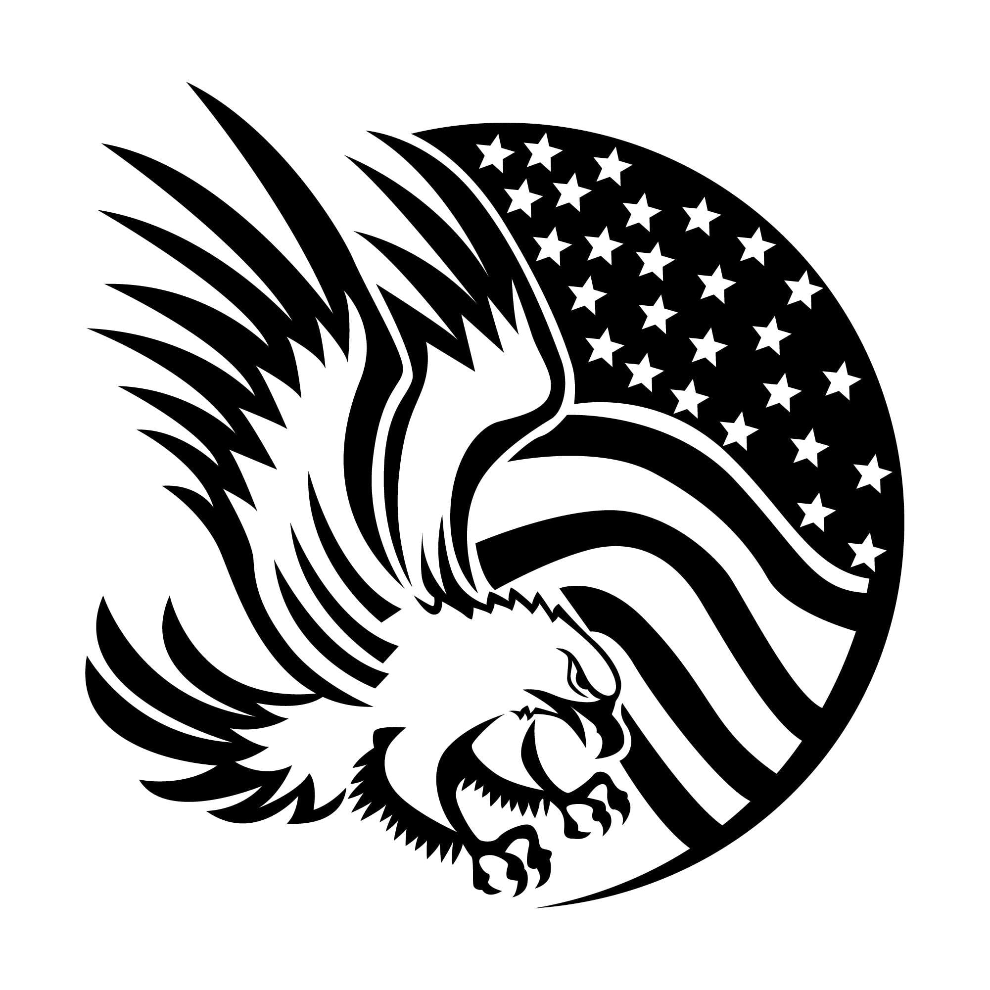 American Flag With Eagle Patriotic Vinyl Decal Wall Art Sticker Designs ...