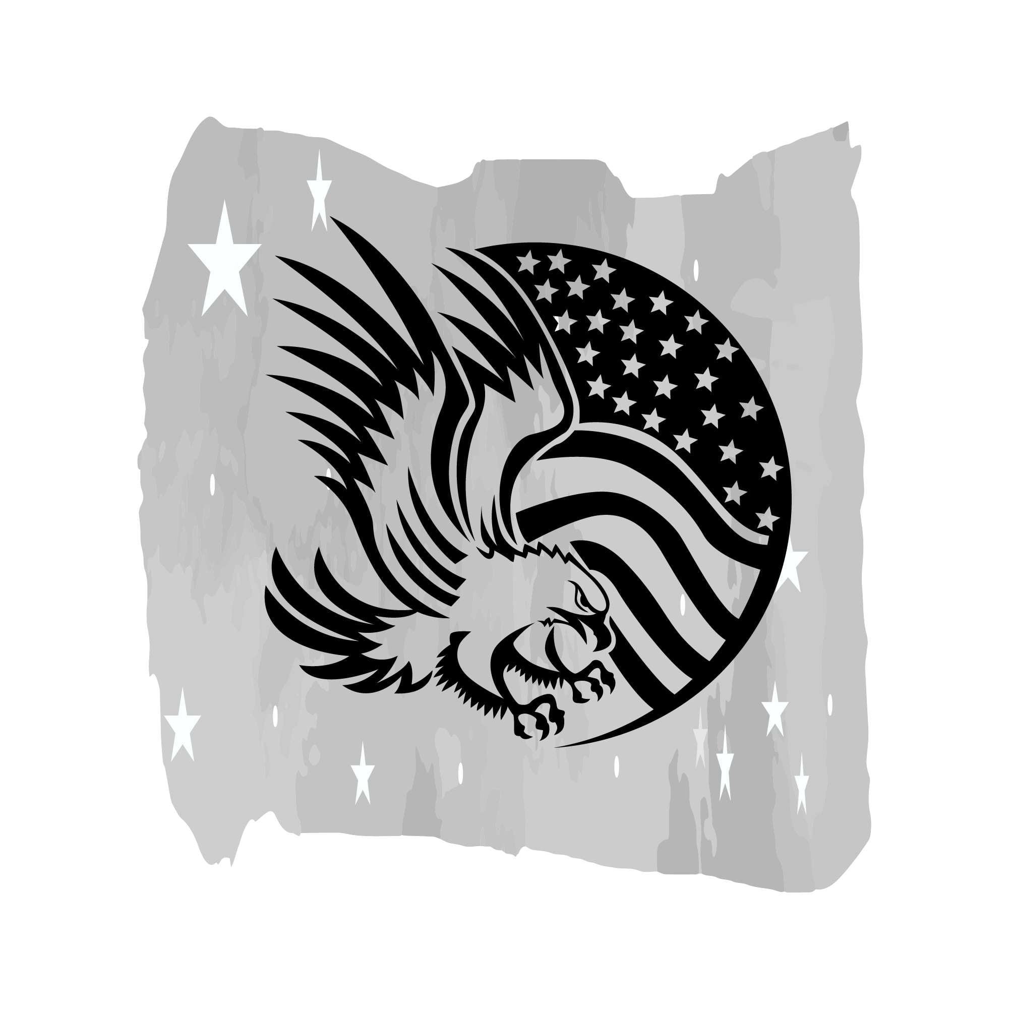 American Flag With Eagle Patriotic Vinyl Design Wall Art Sticker ...