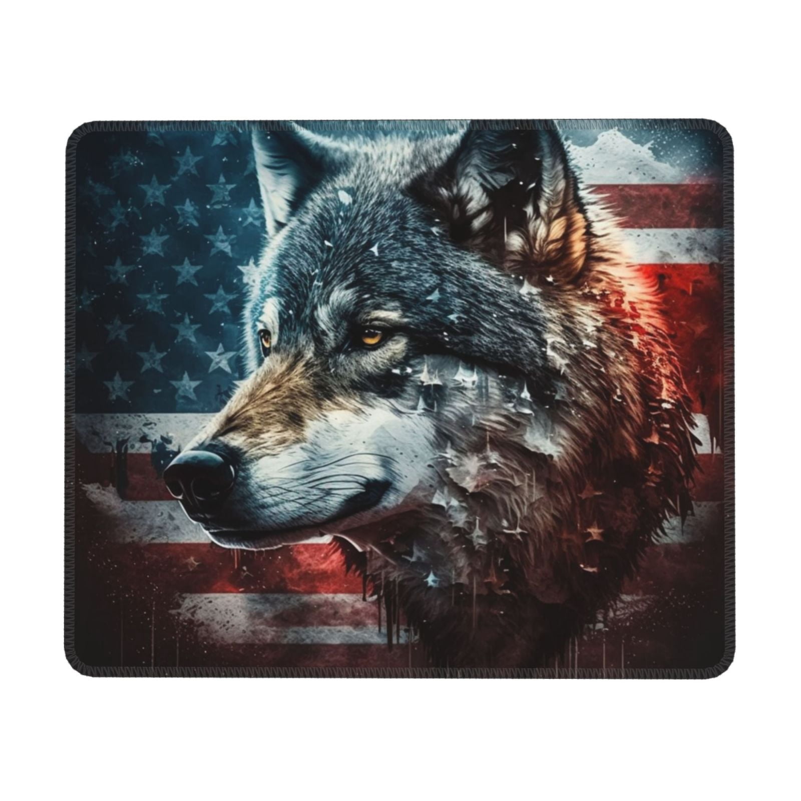 American Flag Wolf Art USA Mouse Pad Non-Slip Rubber Gaming Mousepad ...