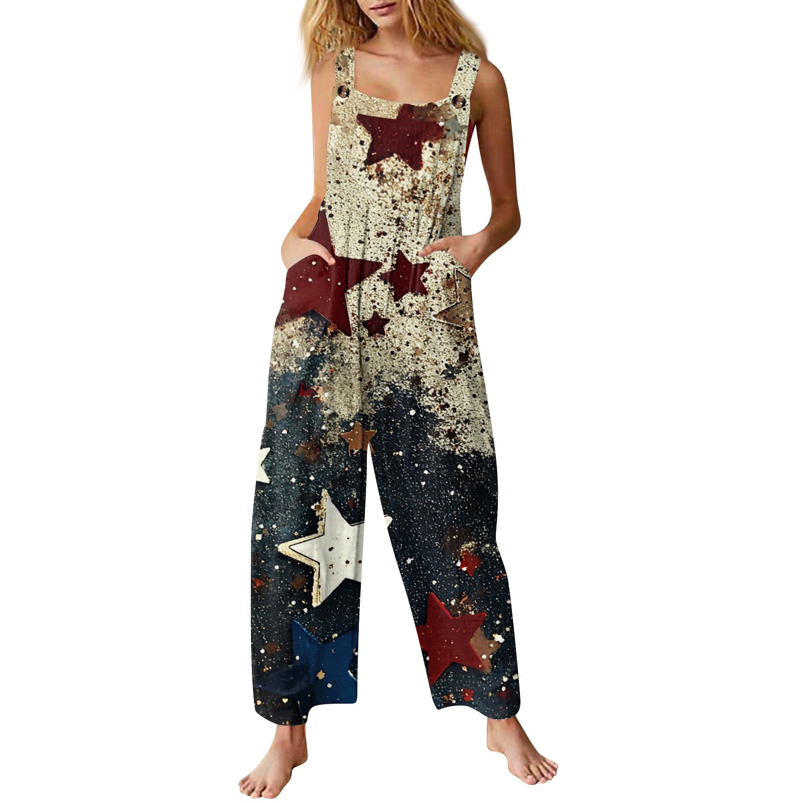 American Flag Womens Jumpsuitss Stripe American Flag Patriotic with ...