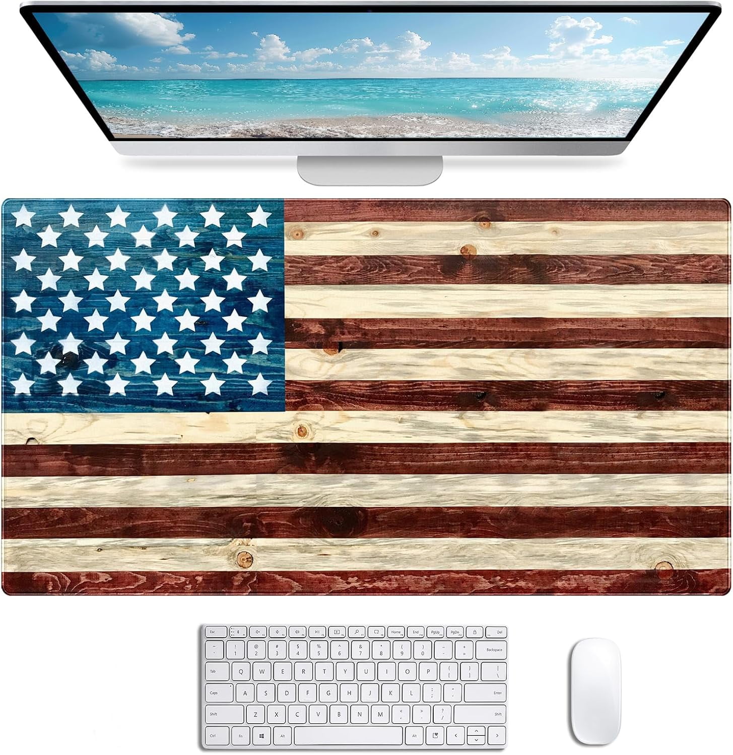 American Flag Wood Grain Computer Keyboard Pad, Cute Ladies' Office and ...