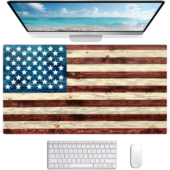 American Flag Wood Grain Computer Keyboard Pad, Cute Ladies' Office and ...