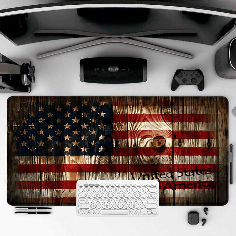 American Flag Wood Texture Mouse Pad 35.4 x 15.8 Inches - Patriotic ...