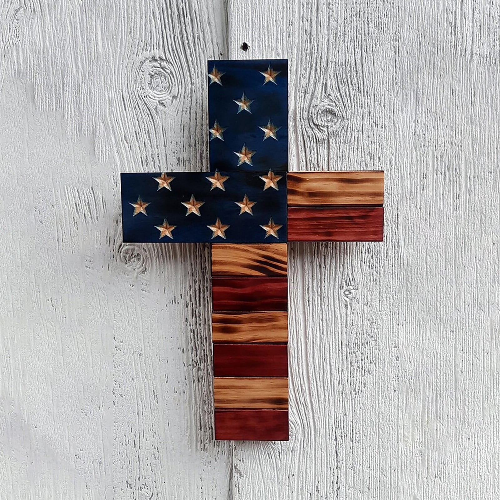 American Flag Wooden Carved Cross, Patriotic Wall Cross, Flag Handmade ...