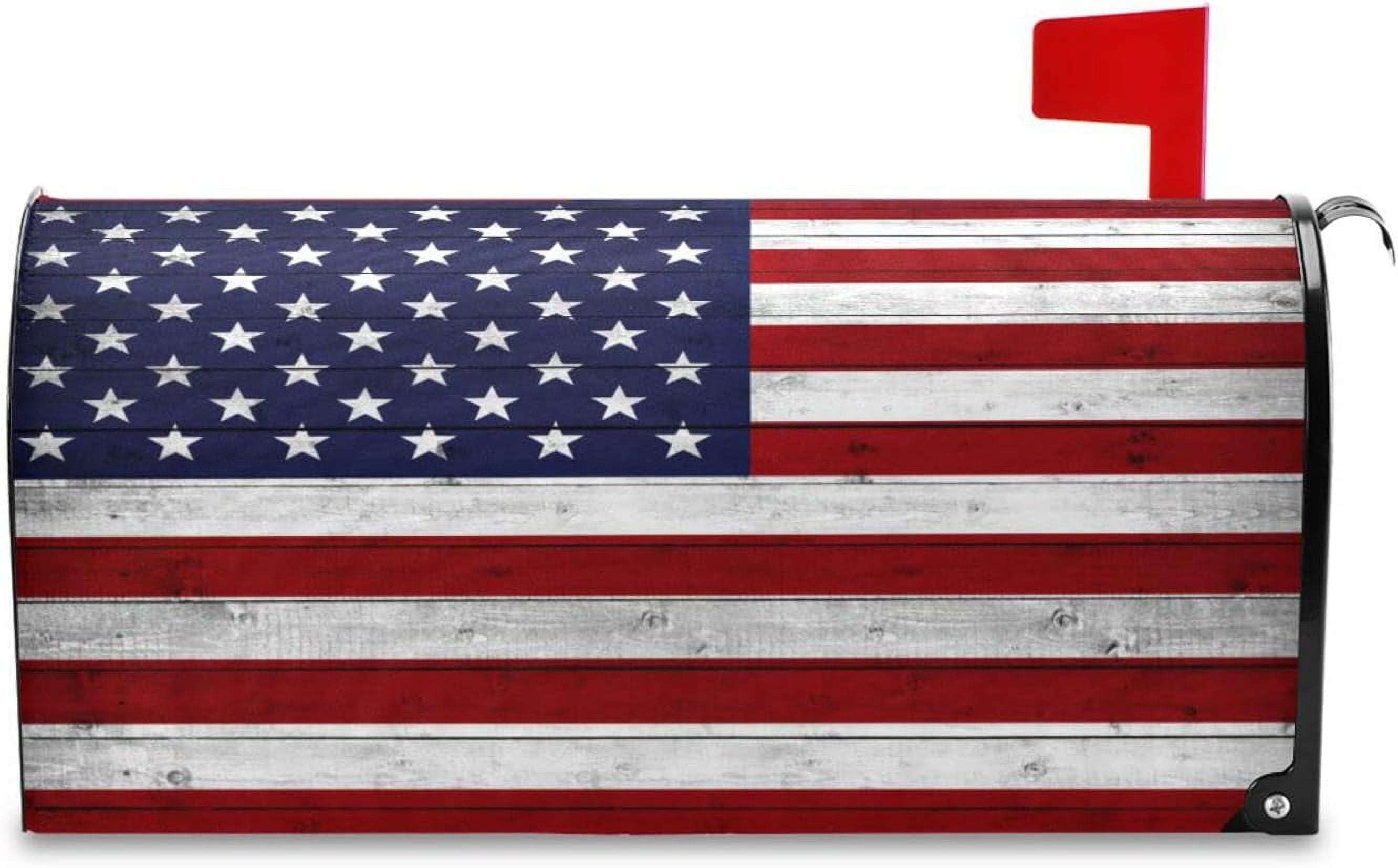 American Flag Wooden Mailbox Cover Magnetic Mailboxes Wraps Letter Post ...