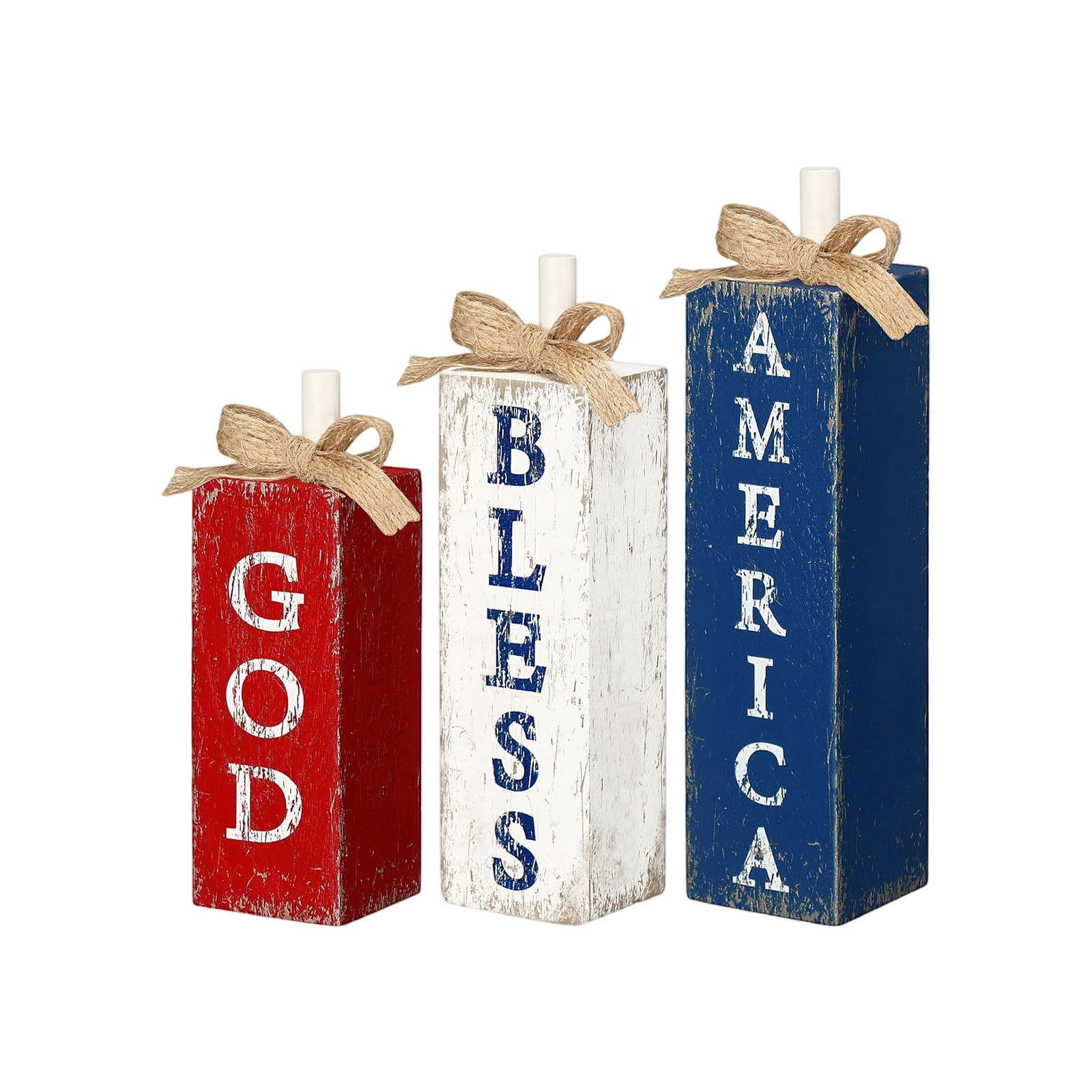 American Flag Wooden Star Tabletop Decoration Stand, Independence Day ...