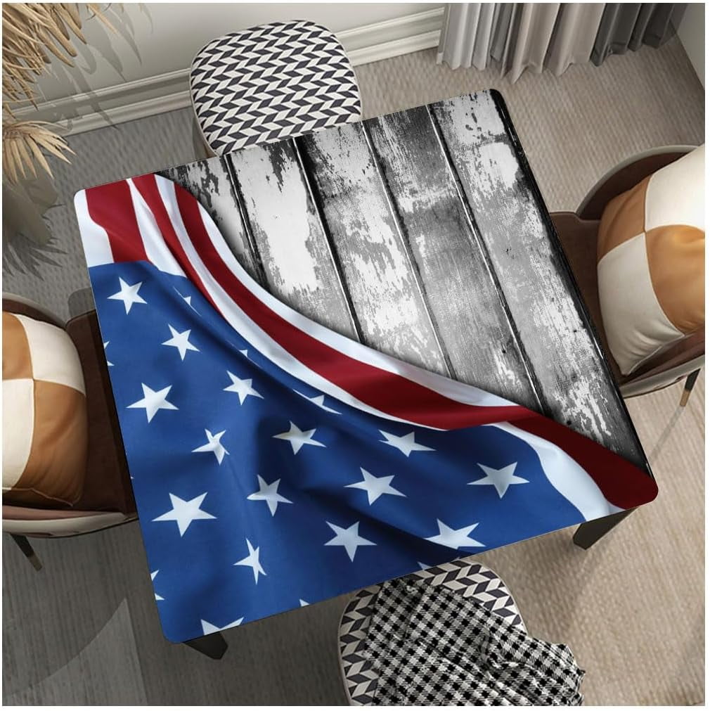 American Flag Wooden Texture Outdoor Indoor Fitted Square Tablecloths ...