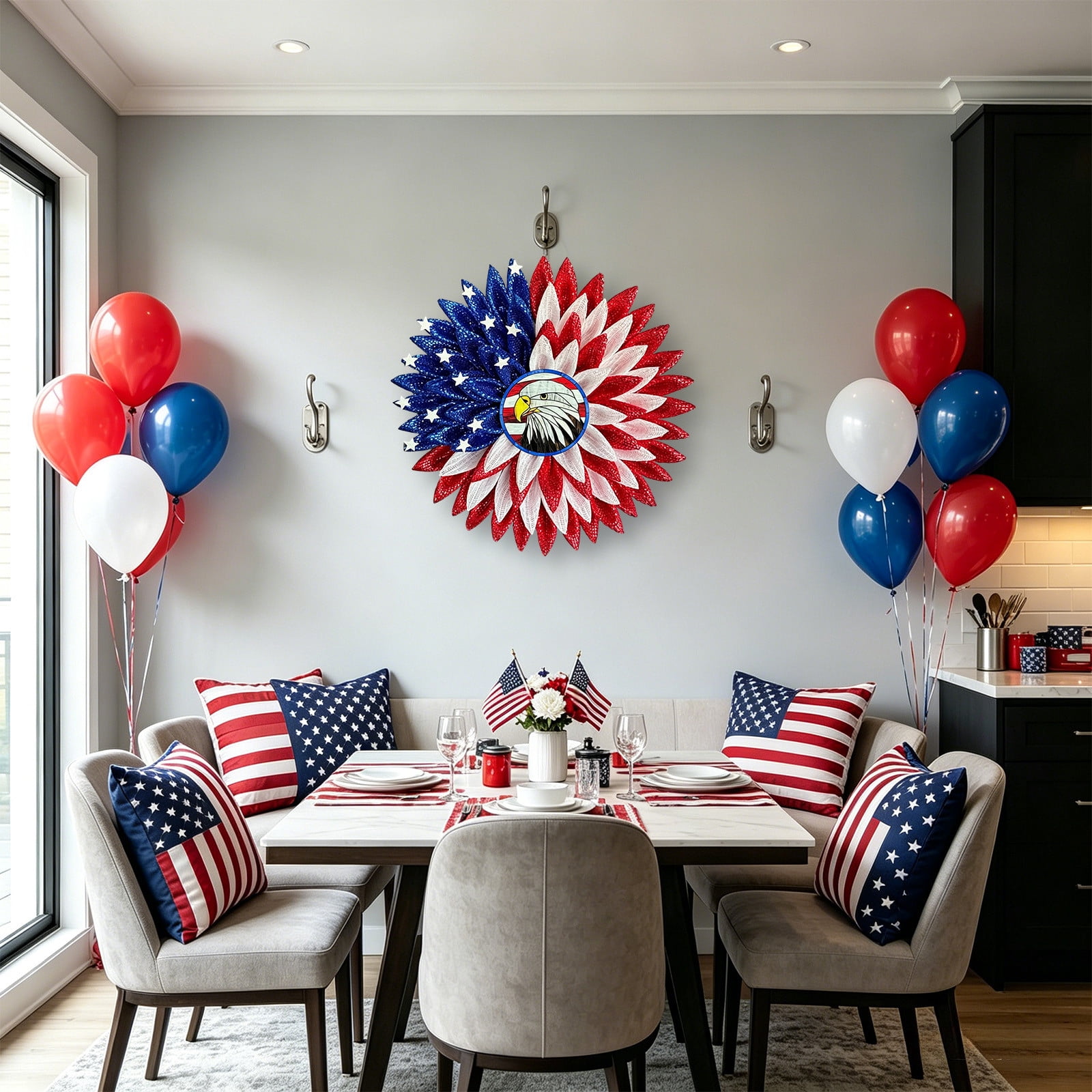 American Flag Wreath 16 Inch, Patriotic Eagle Wreath for Independence ...