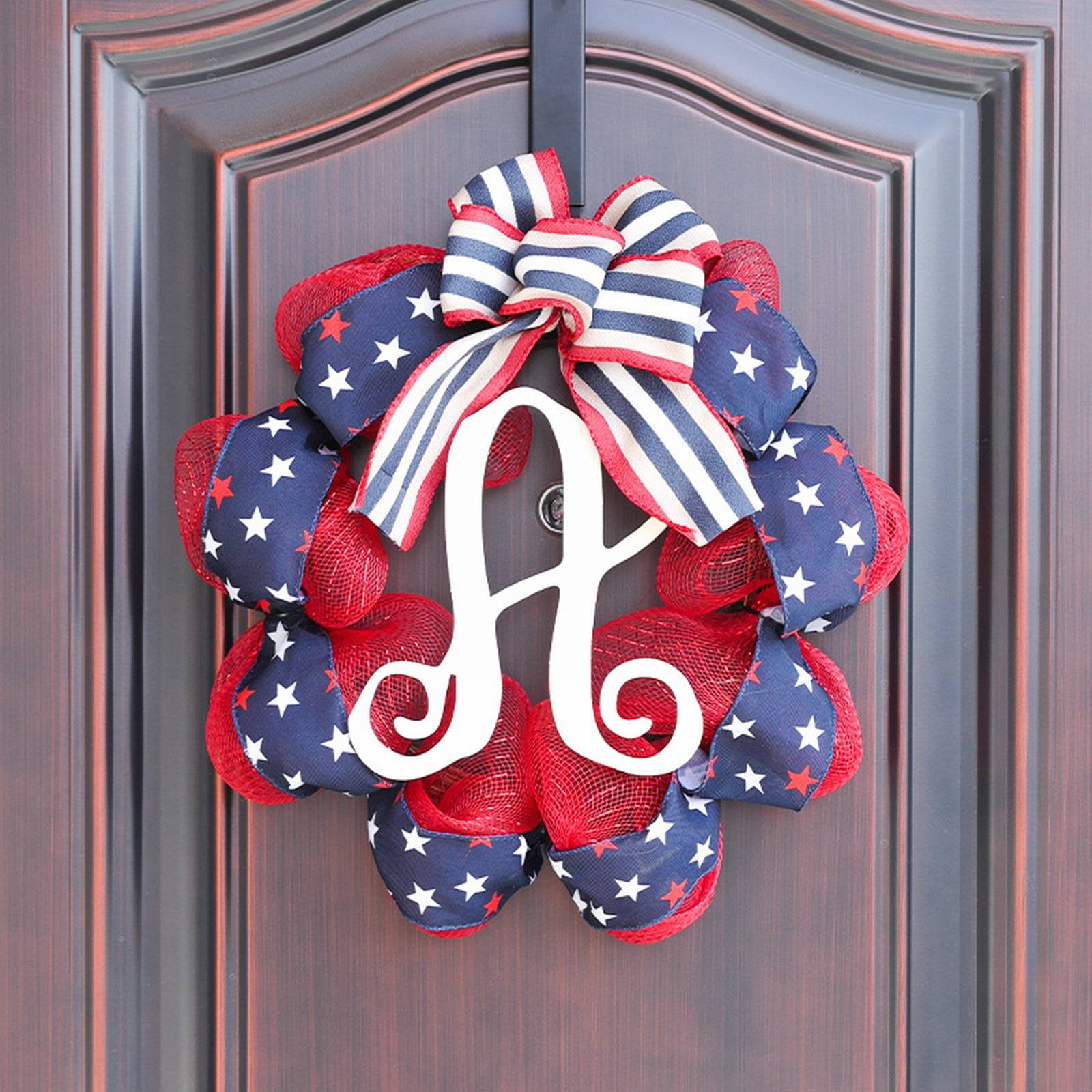 American Flag Wreath,Summer Welcome Sign For Front Door,Marine Garden ...