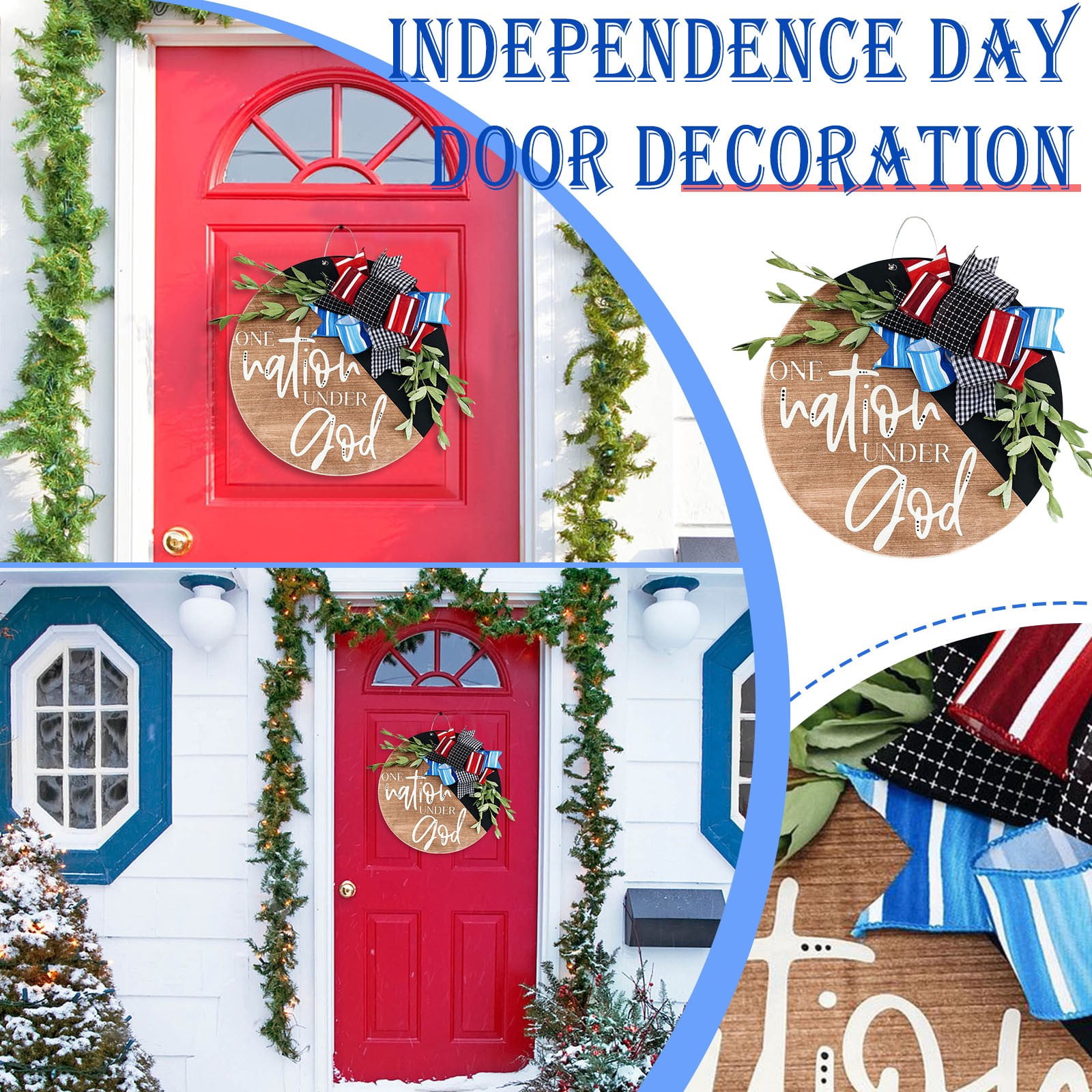 American Flag Wreath,Summer Welcome Sign For Front Door,Marine Garden ...