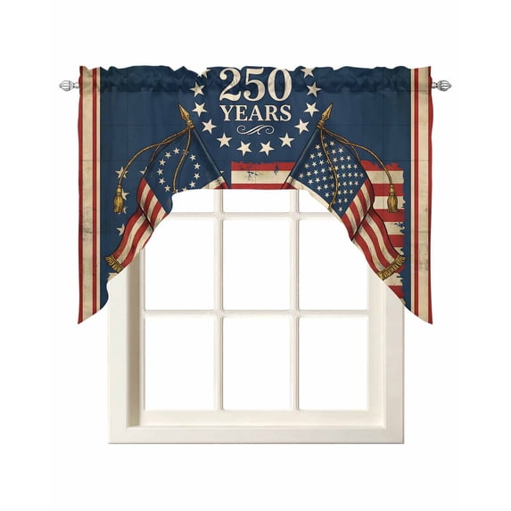 American Flag Year Anniversary Kitchen Swag Valances for Windows, USA ...