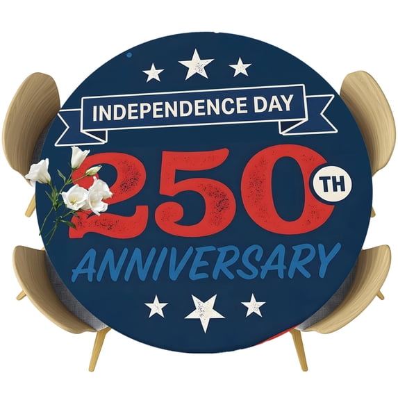 American Flag Year Anniversary Round Tablecloth 45-54 Inch Round Fitted ...