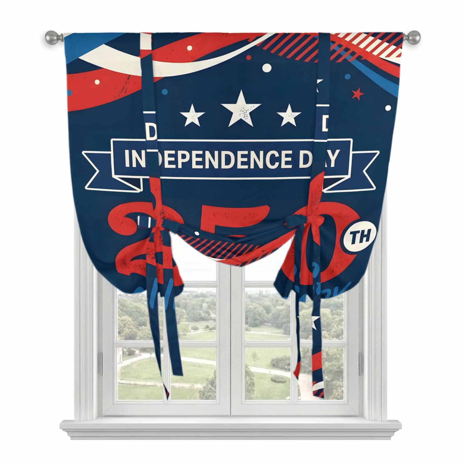 American Flag Year Anniversary Tie Up Curtains for Window, Thermal ...