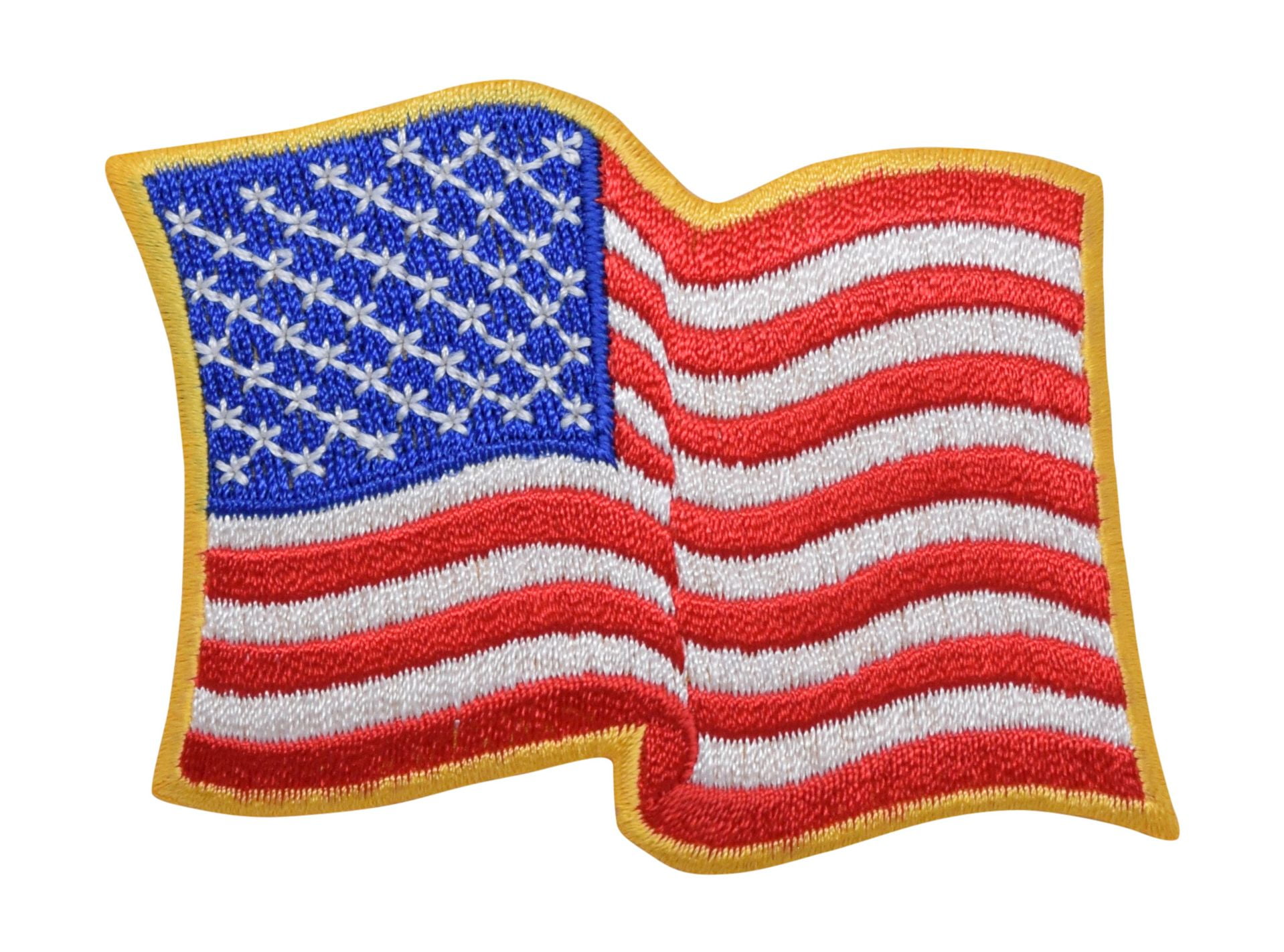 American Flag - Yellow Border - Waving - Iron On Applique/Embroidered Patch - Walmart.com