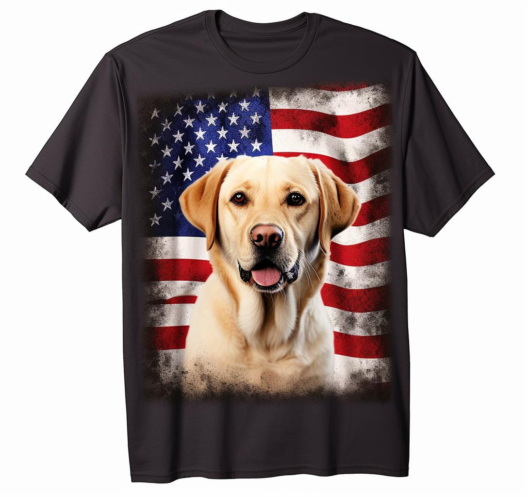 American Flag Yellow Labrador Retriever T-Shirt for Men - Patriotic Dog ...