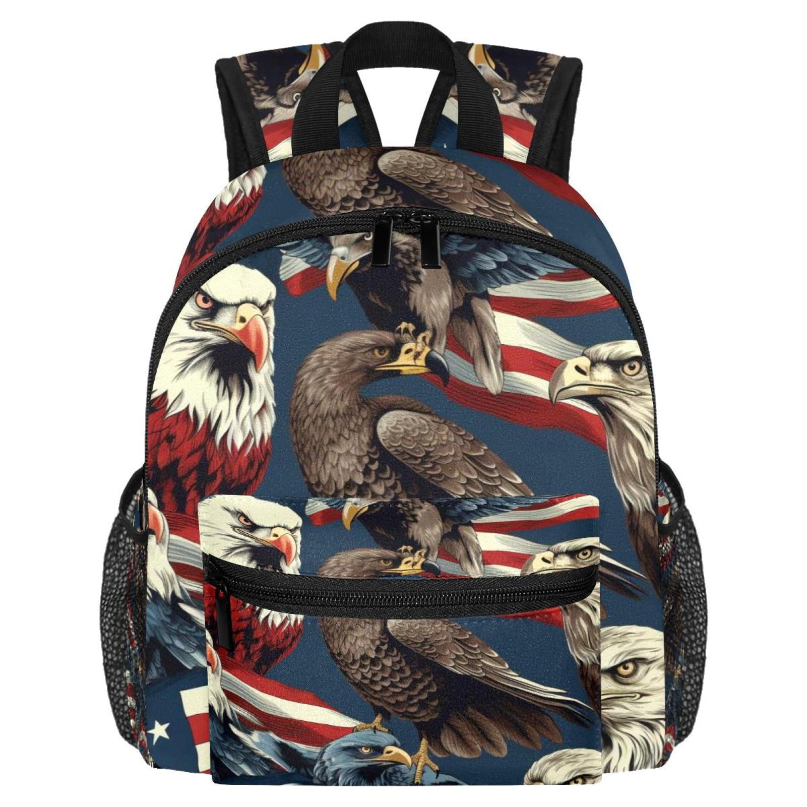 American Flag and Animal Owls 12 Inch Mini Preschool Backpack for ...