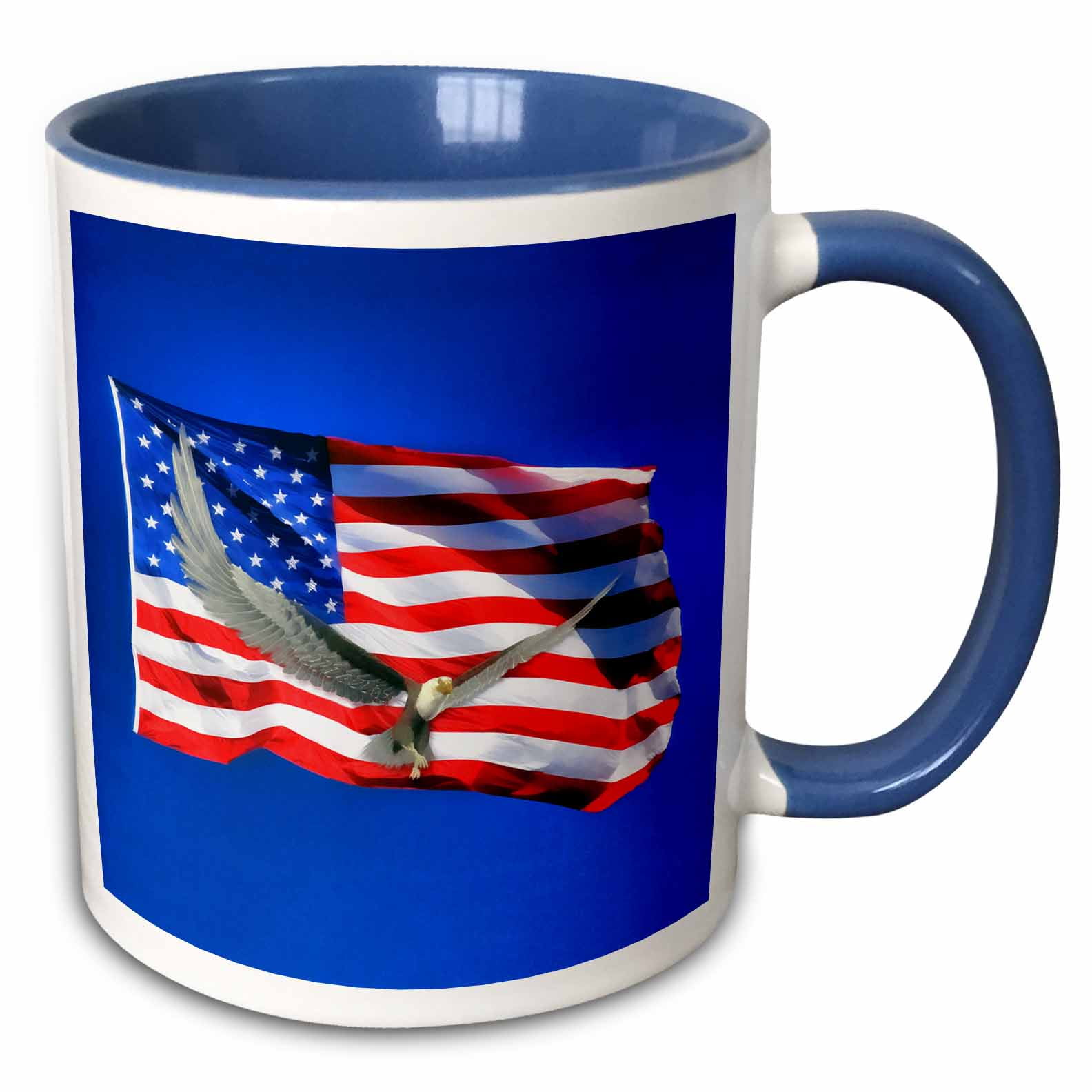 American Flag and Bald Eagle 15oz Two-Tone Blue Mug mug-53334-11 ...