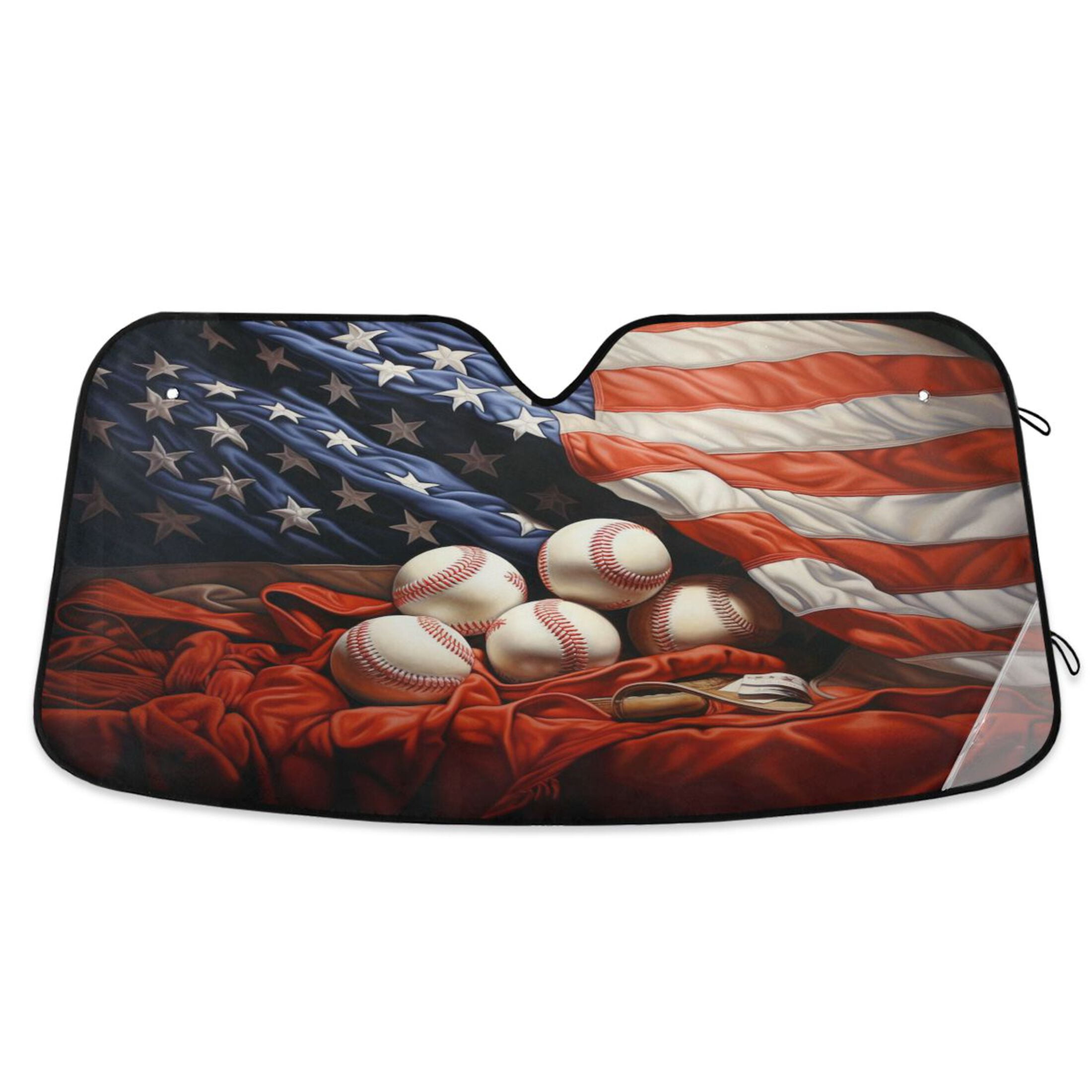 American Flag and Baseball Car Windshield Sun Shade Foldable Car Front ...