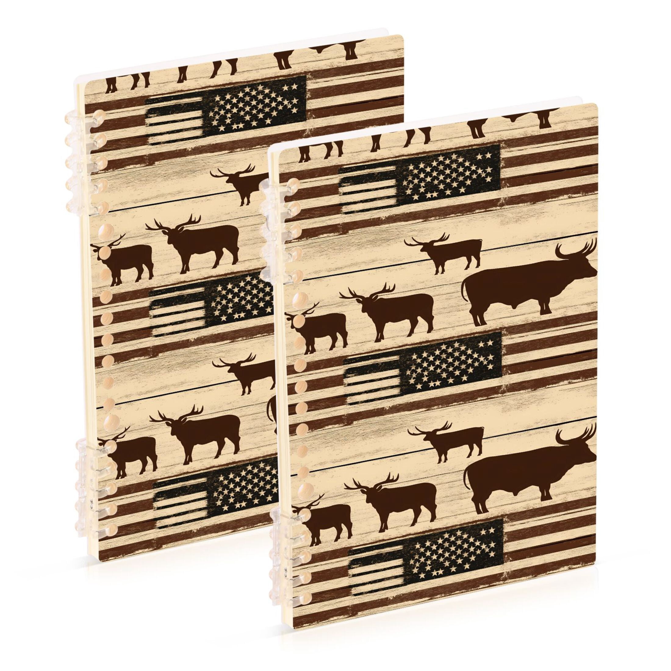 American Flag and Cow Notebooks 2 Pcs 1-subject Journal 60 Sheets A5 ...