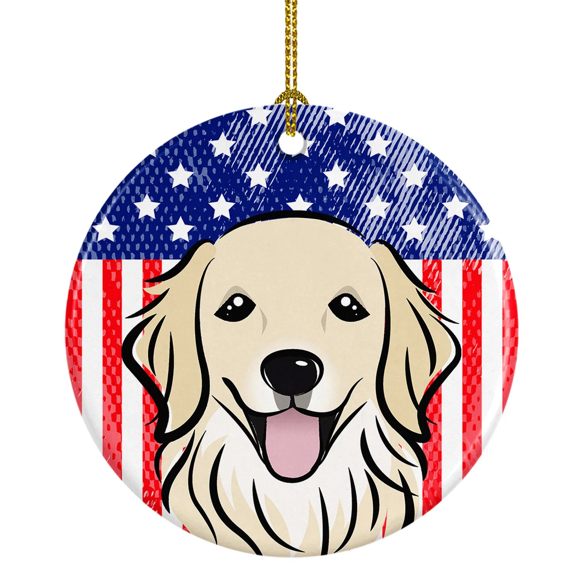 American Flag and Golden Retriever Ceramic Ornament BB2135CO1 1PC ...