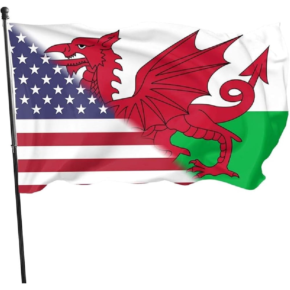 American Flag and Welsh Flag 3x5 Feet Banner for Outdoor and Indoor ...