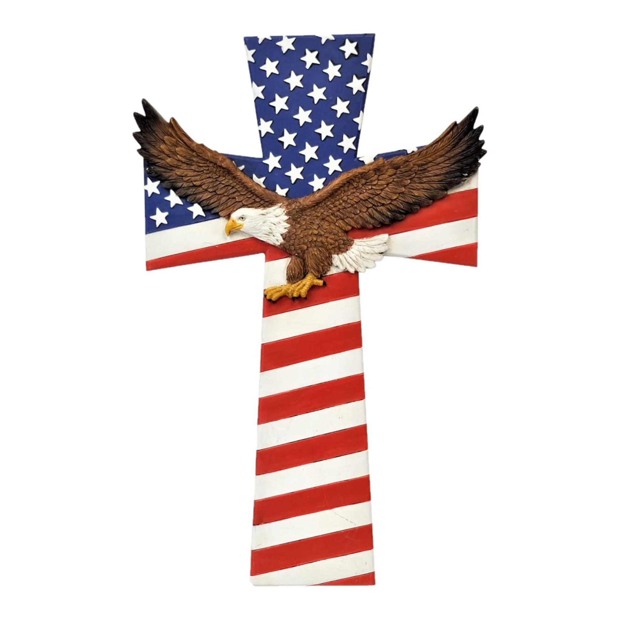 American Flag with American Bald Eagle Patriotic Wall Cross Spiritual ...