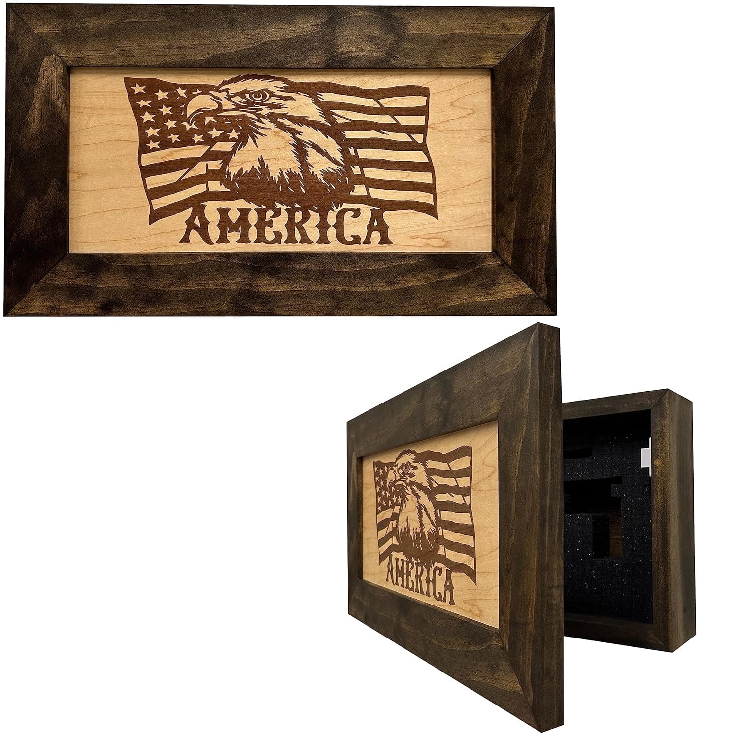 American Flag with Bald Eagle Patriotic Concealed Gun Cabinet ...