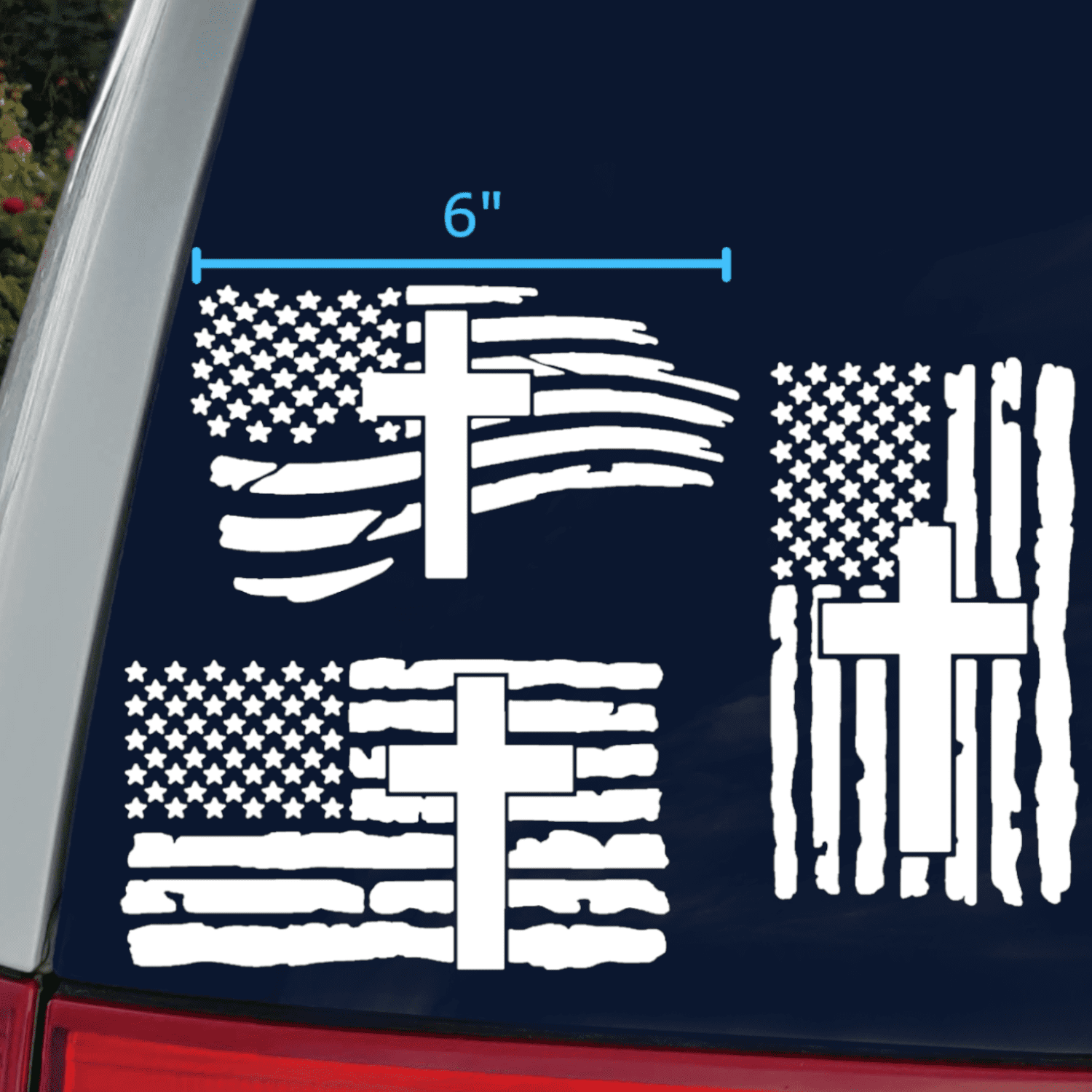 American Flag with Cross Vinyl Decal 3 Pack: Christian Jesus US Flag ...