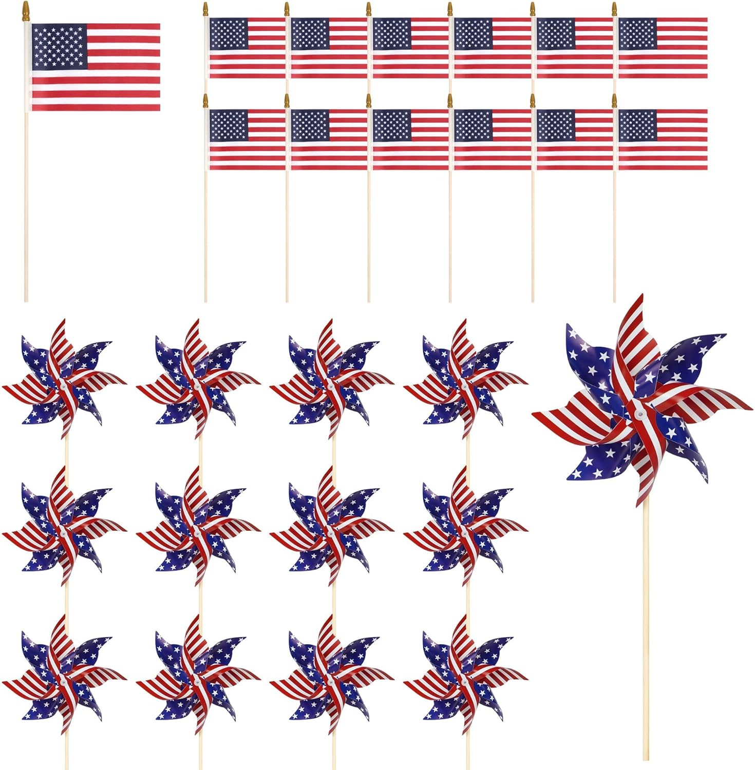 American Flags Patriotic Pinwheels,24 Pack Classroom American Flags ...
