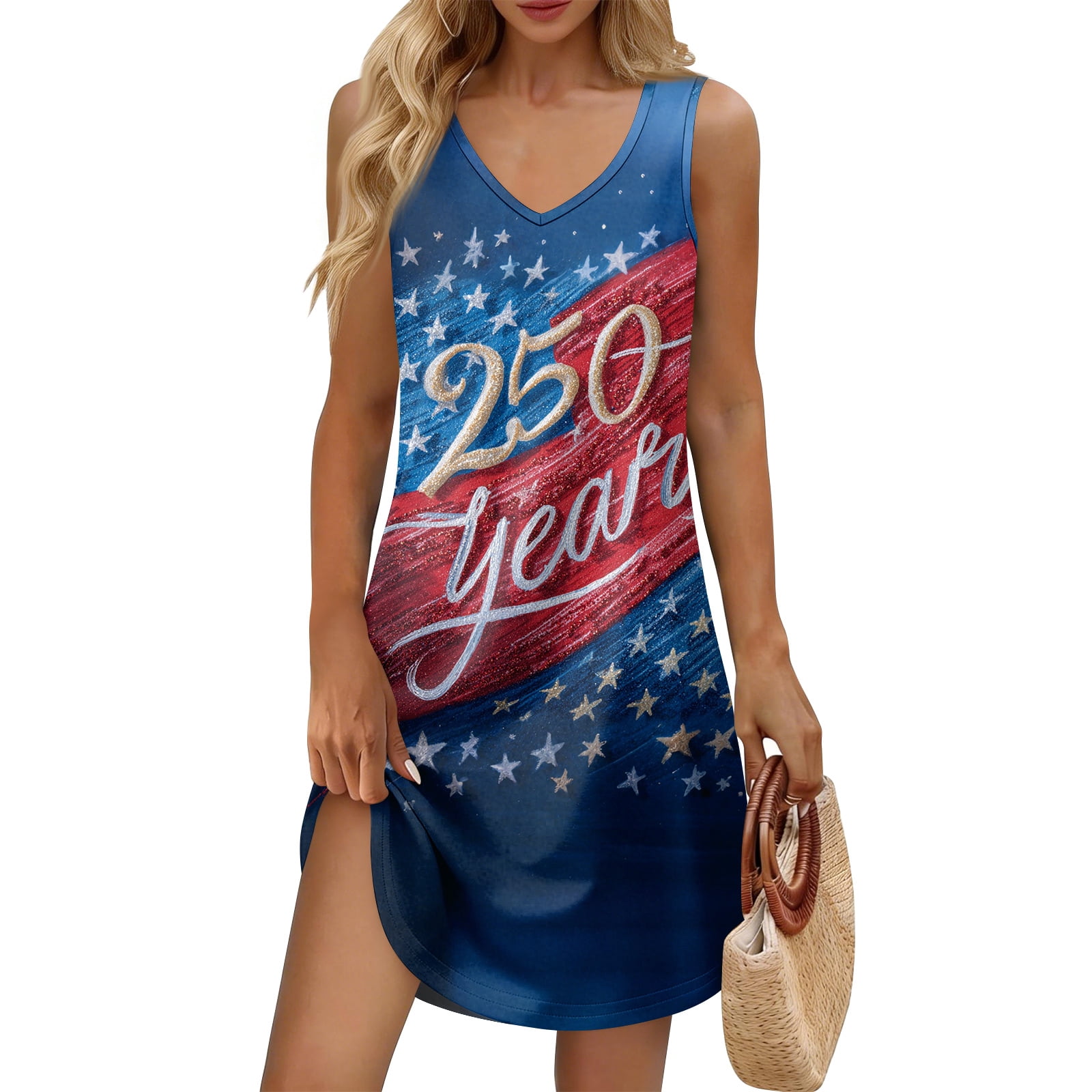 American Floral Print Dress 250Th Anniversary Commemorative Patriotic ...