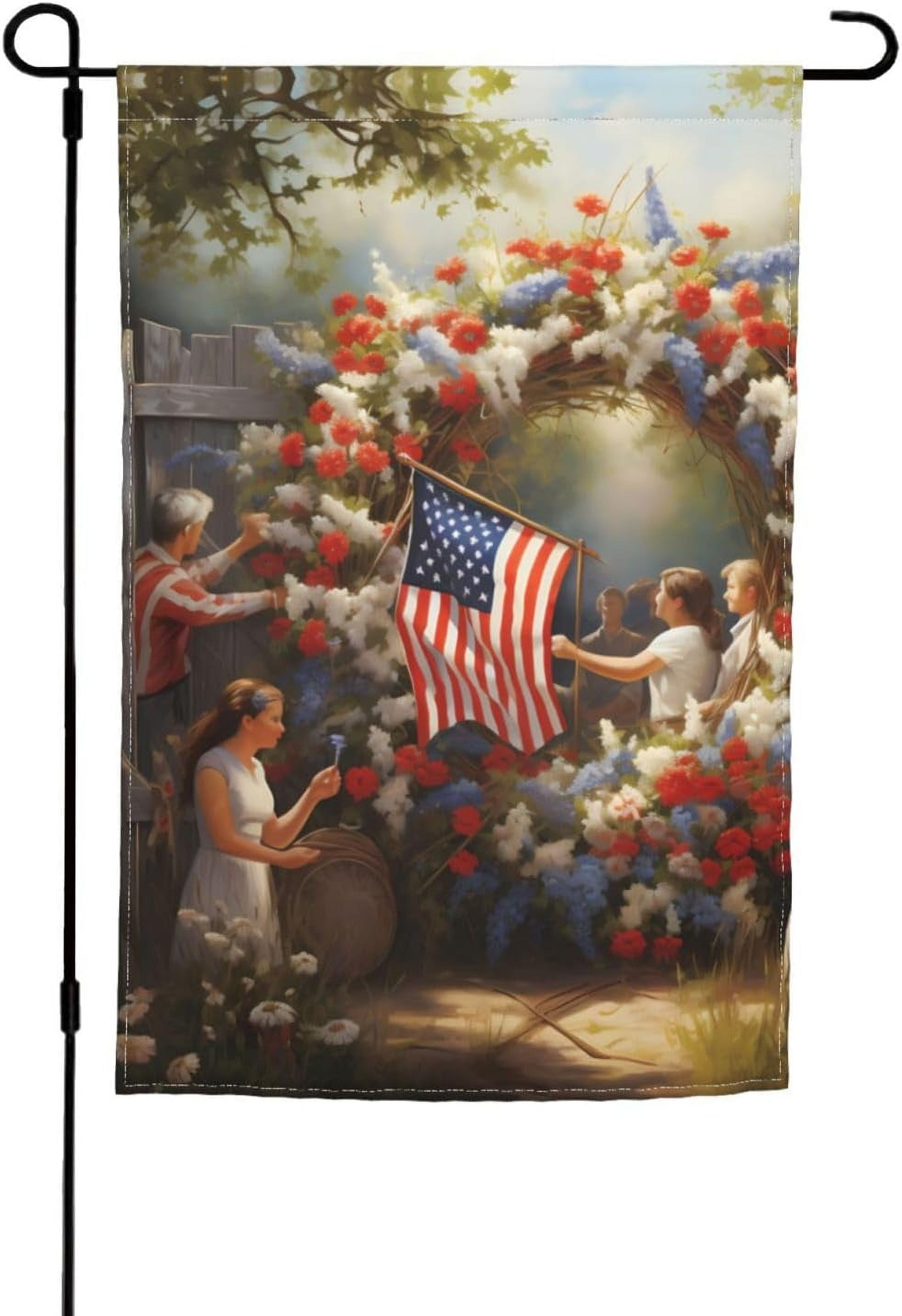 American Flower Garden Flags for Outside 12x18 Inch Double Sided Floral ...