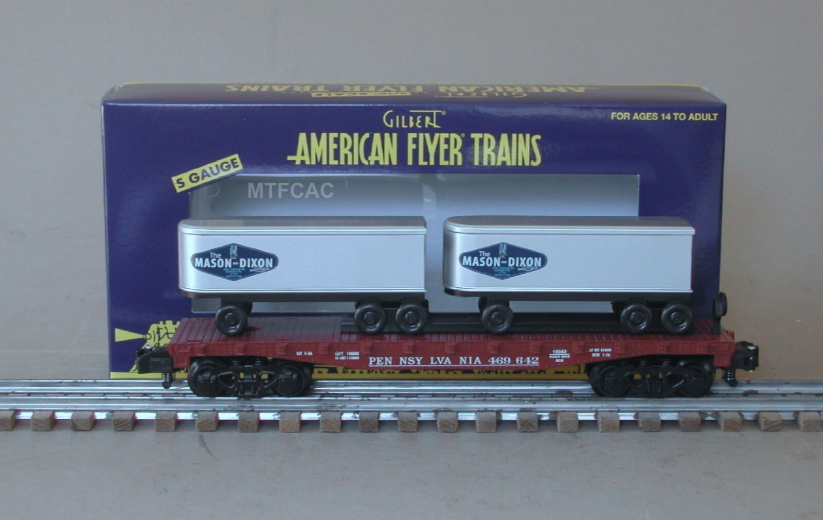 American Flyer 1919242 Pennsylvania Flatcar w/Piggyback Trailer (TOFC ...